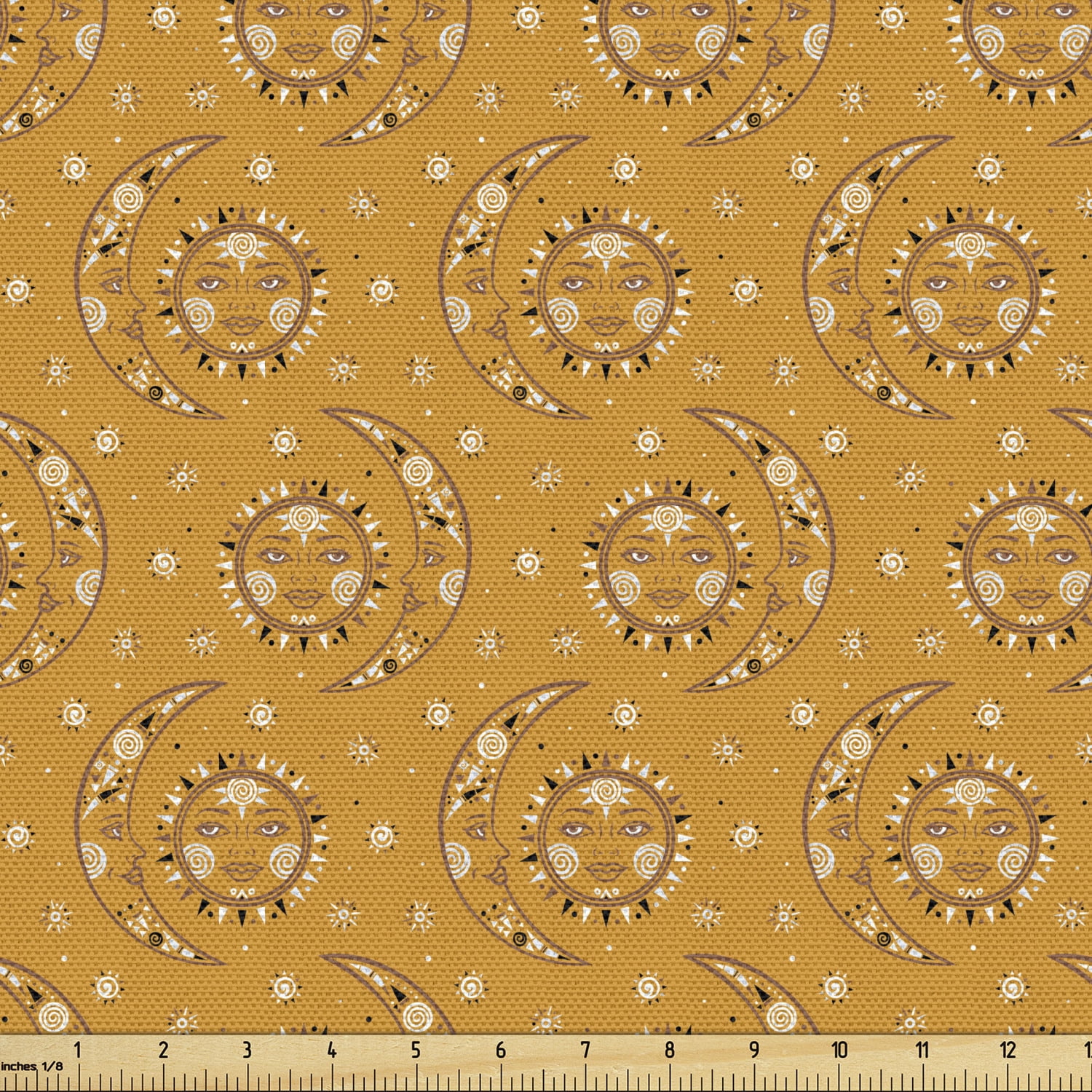 Ambesonne Sun and Moon Fabric by the Yard Upholstery, Celestial Mystic ...