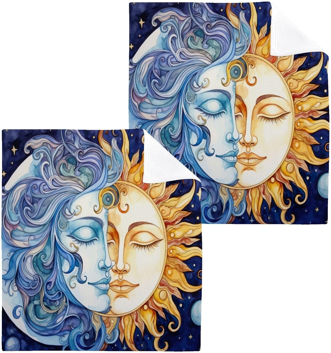 Sun Moon Washcloths Set of 6-12 x 12 inch Pure Cotton Wash Cloth Highly ...