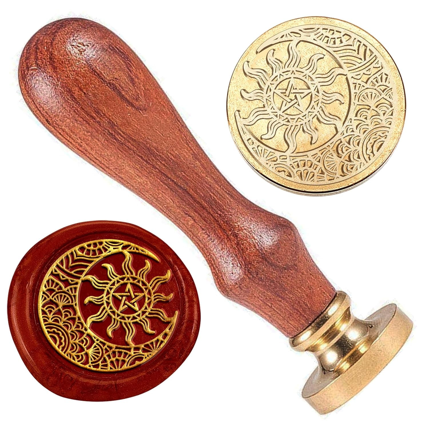 Sun and Moon Wax Stamp Star Wax Sealing Stamp 1" Brass Head Stamp with ...