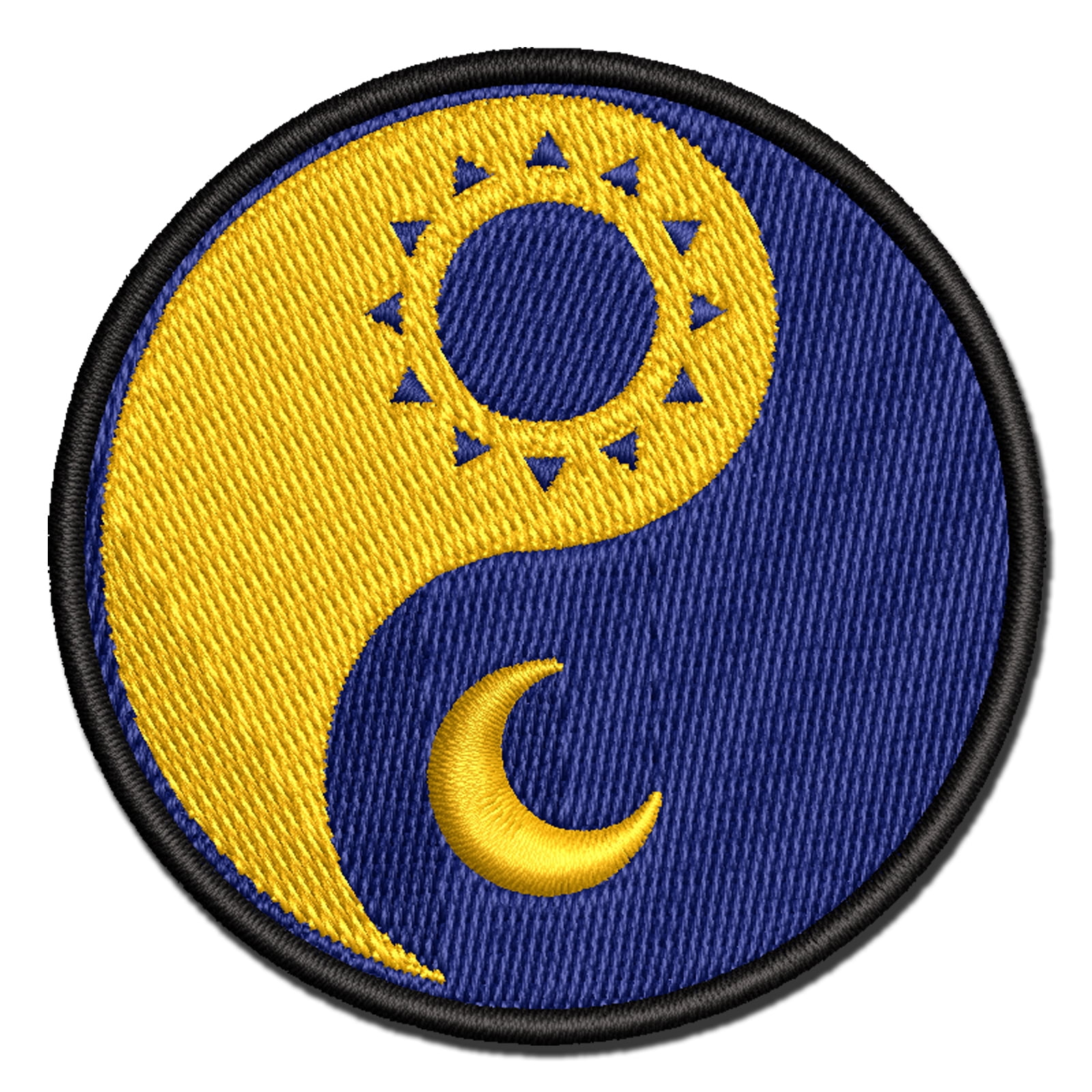 Sun Moon Yin Yang Night Day Applique Multi-Color Embroidered Iron-On Patch - 2.5 Inch Small ...