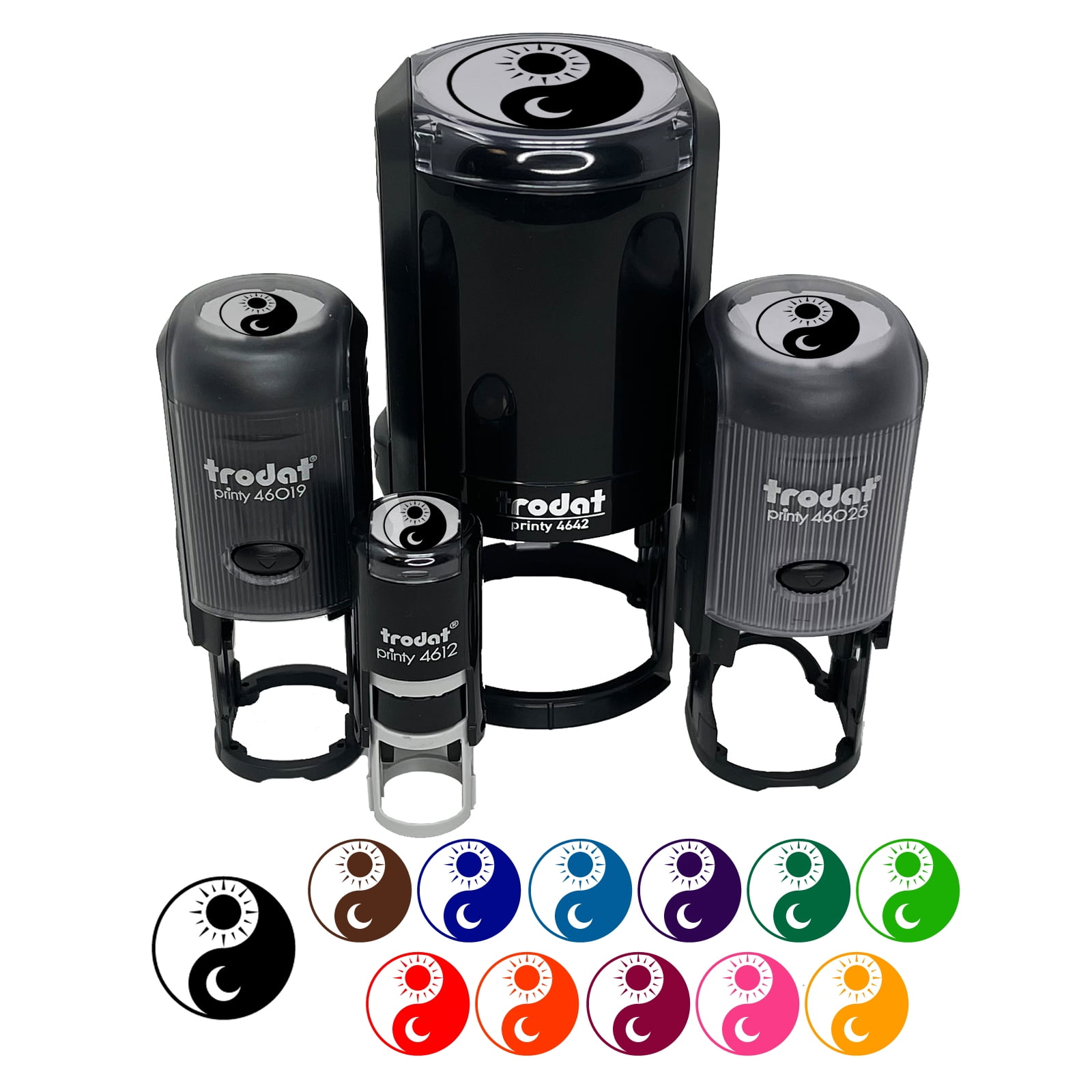 Sun Moon Yin Yang Night Day Self-Inking Rubber Stamp Ink Stamper - Blue ...