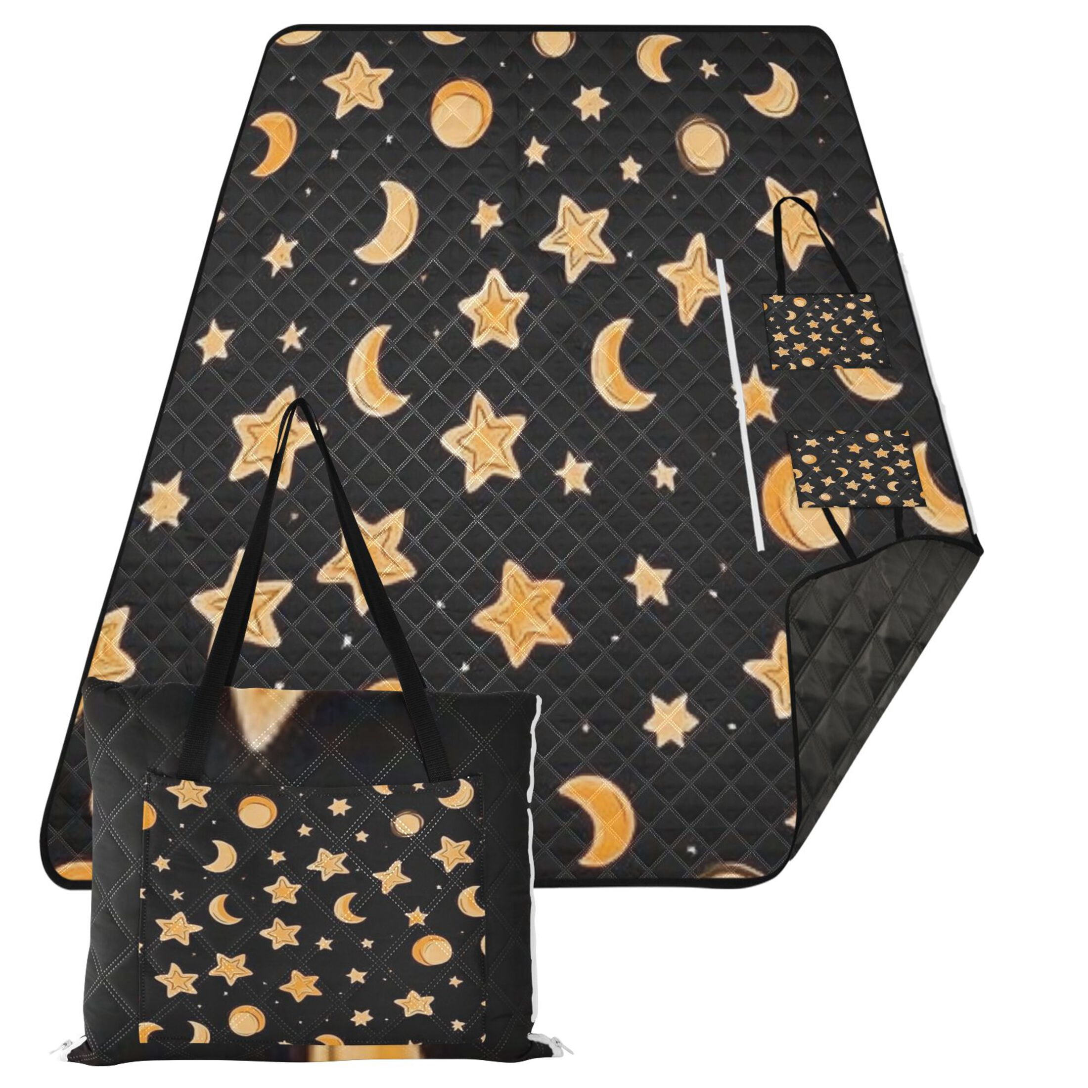 Sun Moon and Stars 60x80in Waterproof Picnic Mat, Foldable Backpack ...