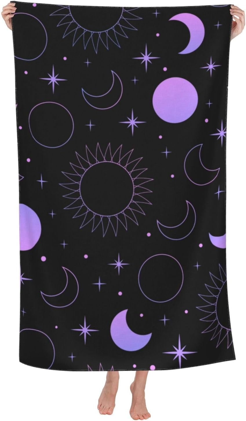 Sun Moon and Stars Large Beach Towel - Plush Thick Cotton Pool Towel ...
