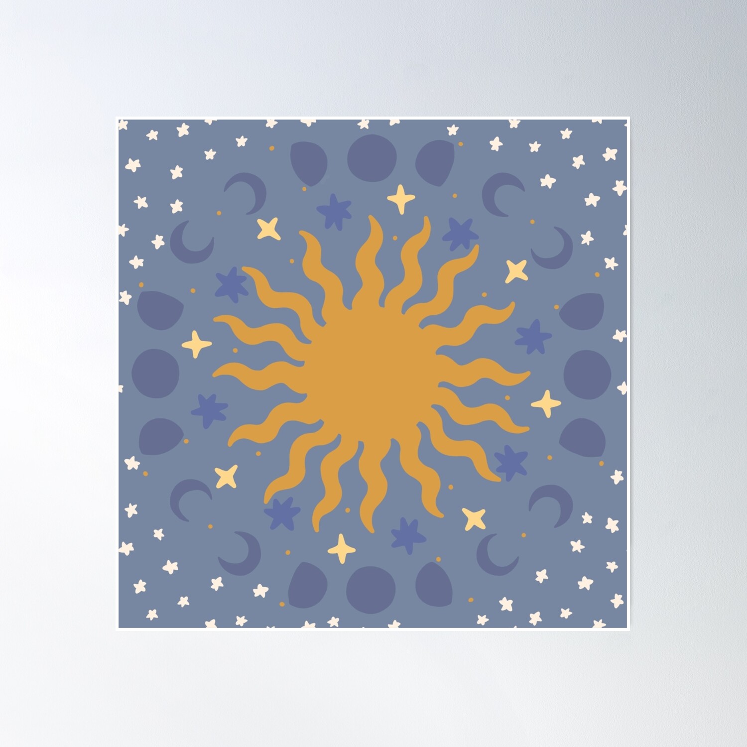 Sun Moons Stars Pattern Poster Wall Art, Modern Wall Decor, 16x16 ...