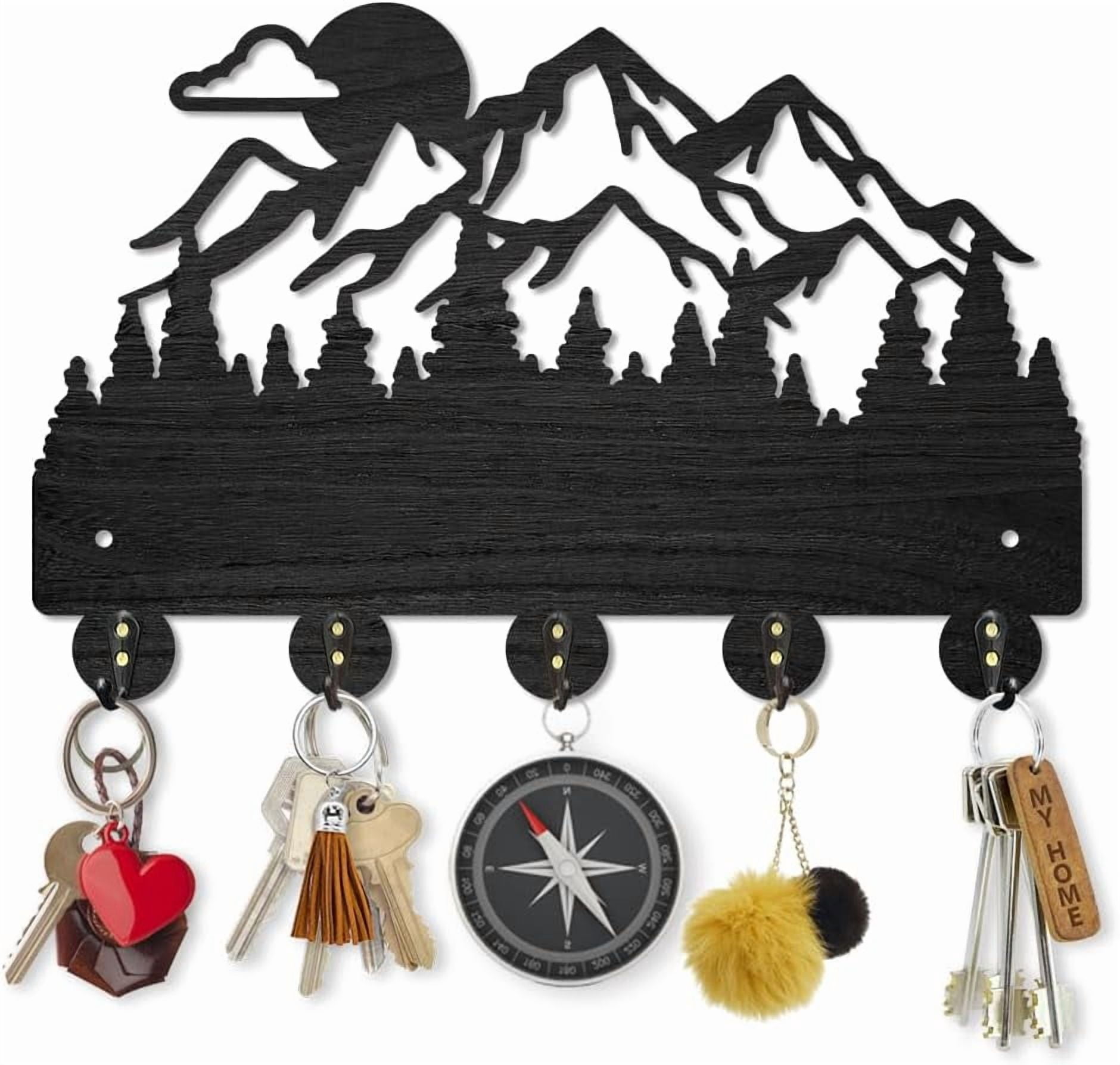 Sun Mountain Forest Coat Rack Nature Forest Landscape Wood Key Hooks ...
