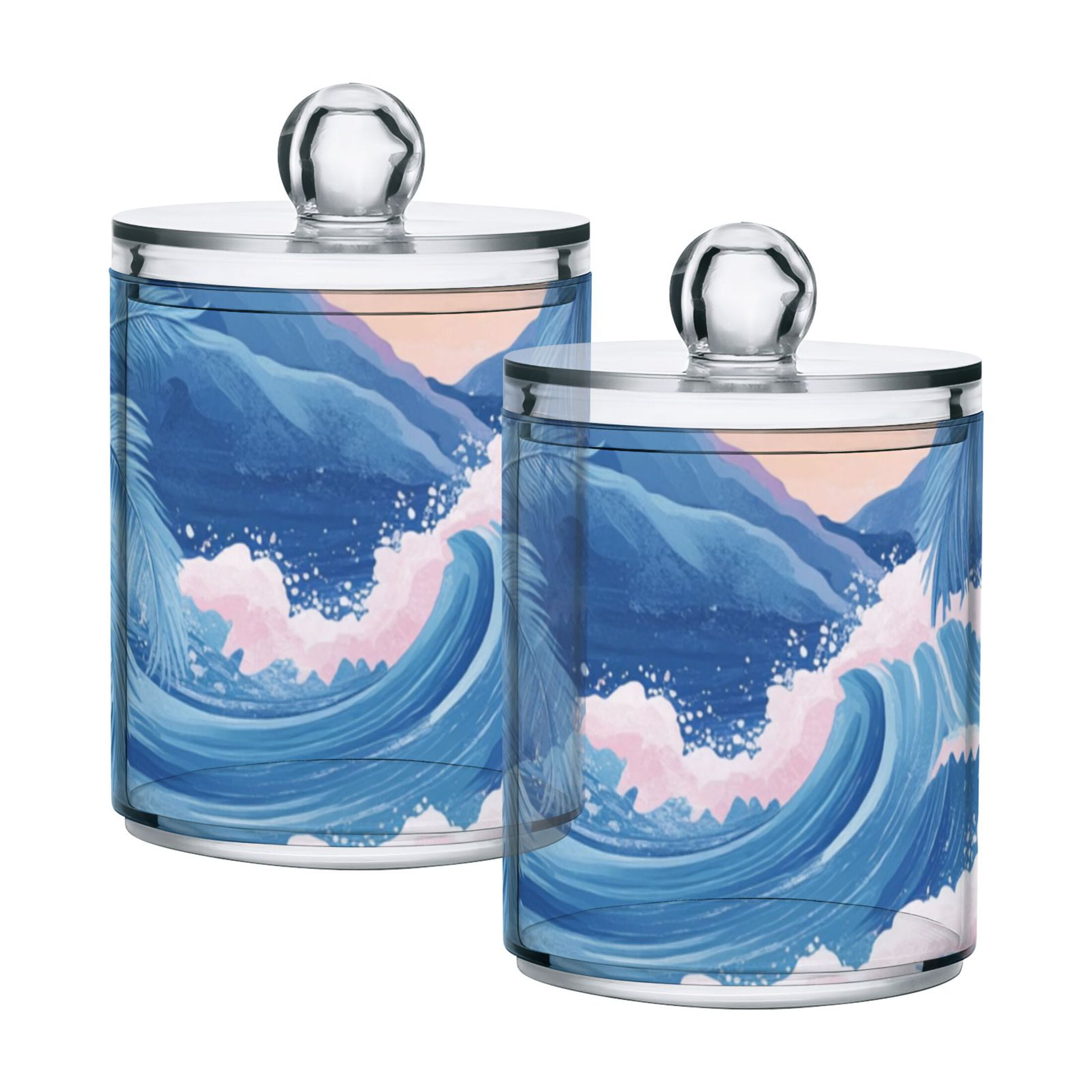 Sun Mountains Waves Coconut Trees Tropical Translucent Plastic Cans ...