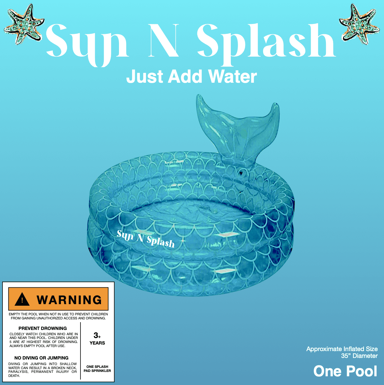 Sun N Splash Mermaid Inflatable Children's Pool Blue - Walmart.com