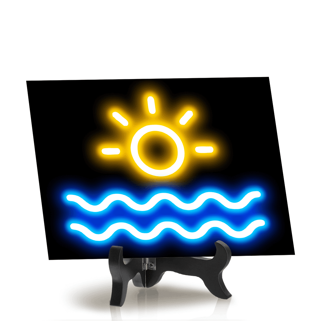 Sun Neon Graphic Style Table Sign with Acrylic Stand (6x8“) | Live ...