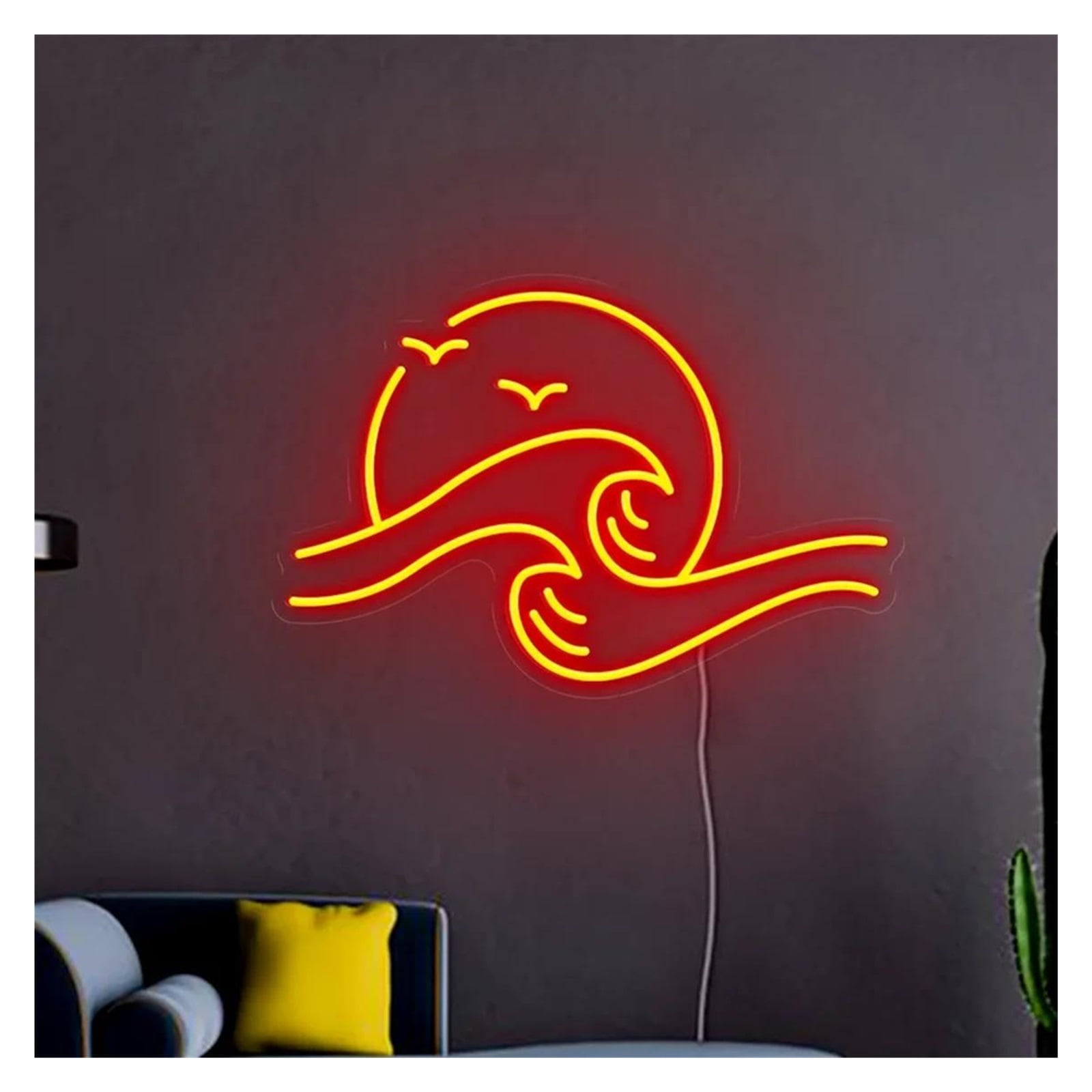 Sun Ocean Neon Sign USB Powered Adjustable Brightness Sunrise Sunset ...