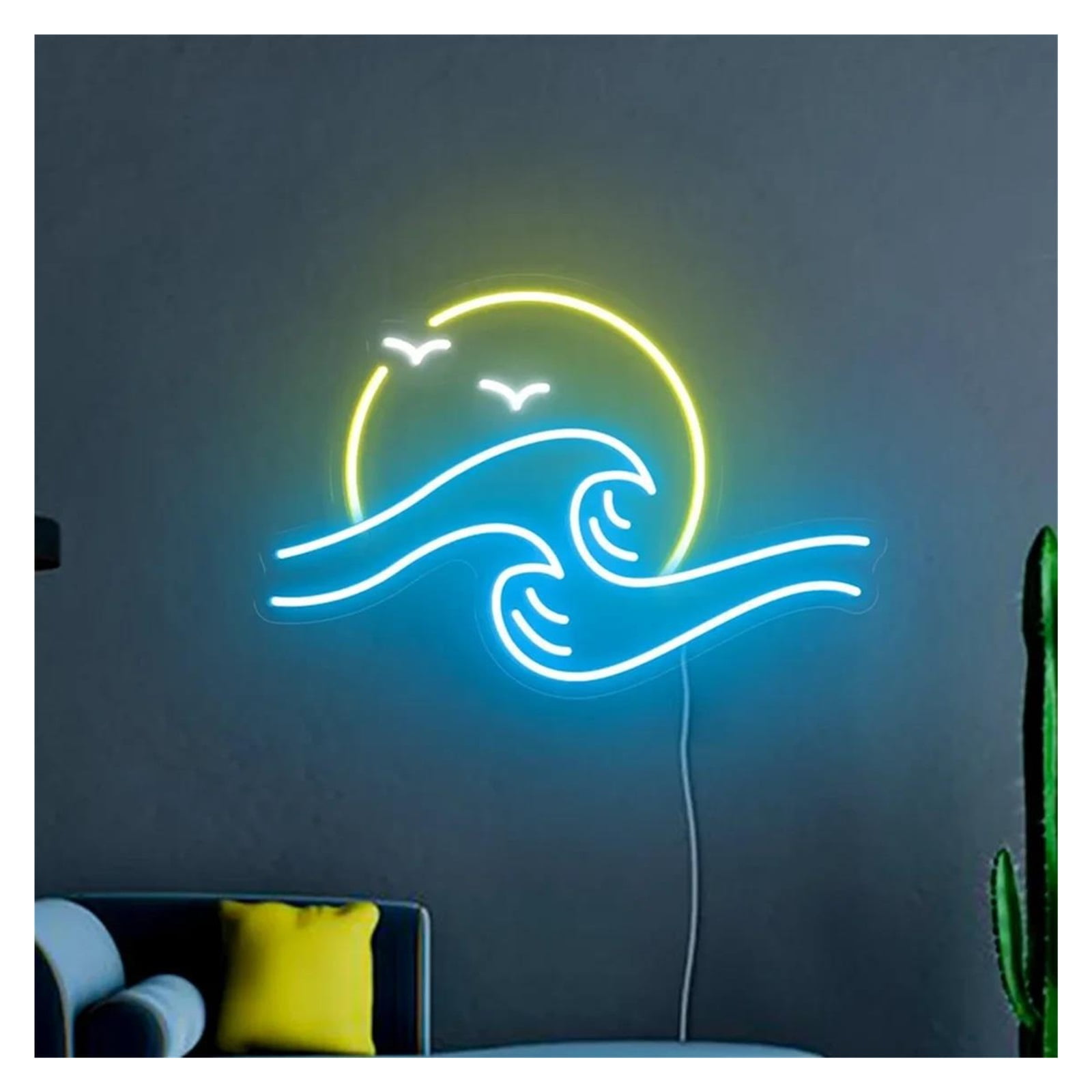 Sun Ocean Neon Sign USB Powered Adjustable Brightness Sunrise Sunset ...