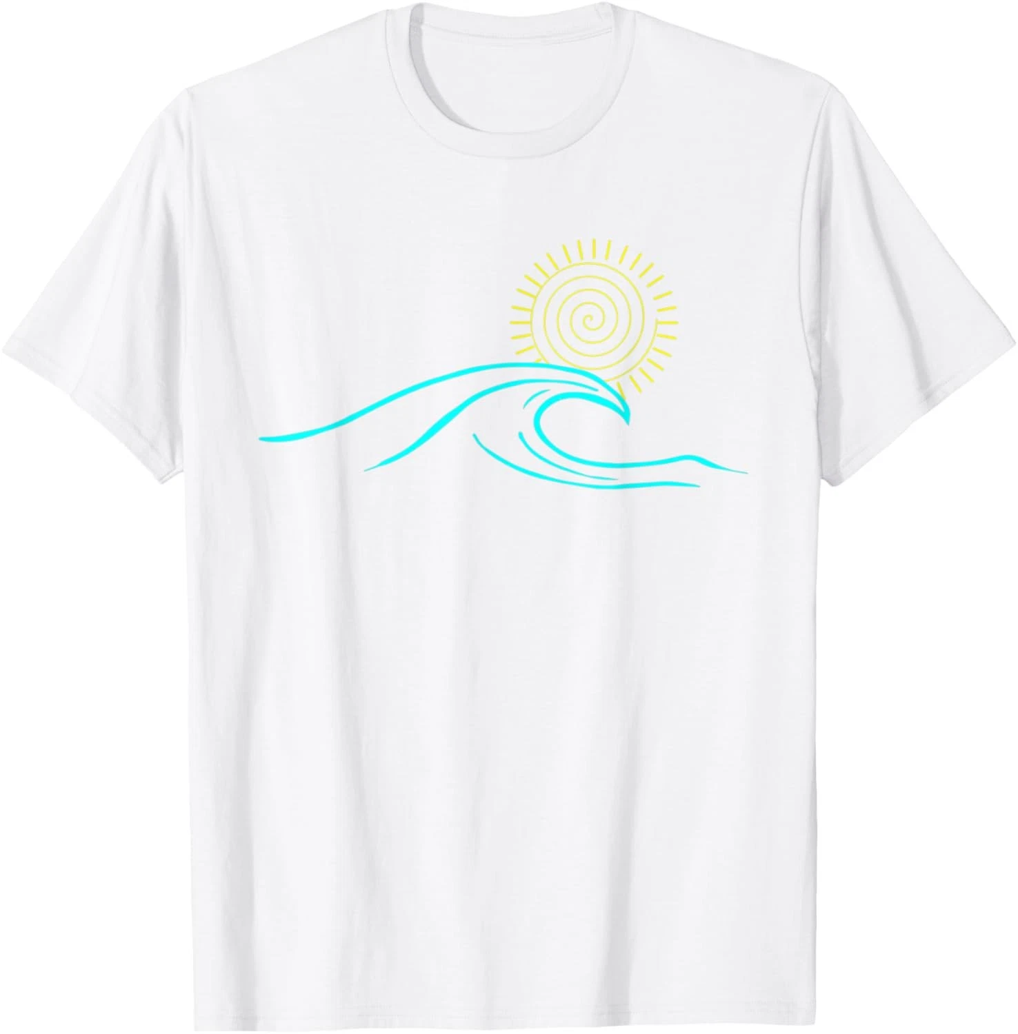 Sun Ocean Wave Minimalistic Line Art T-Shirt - Walmart.com