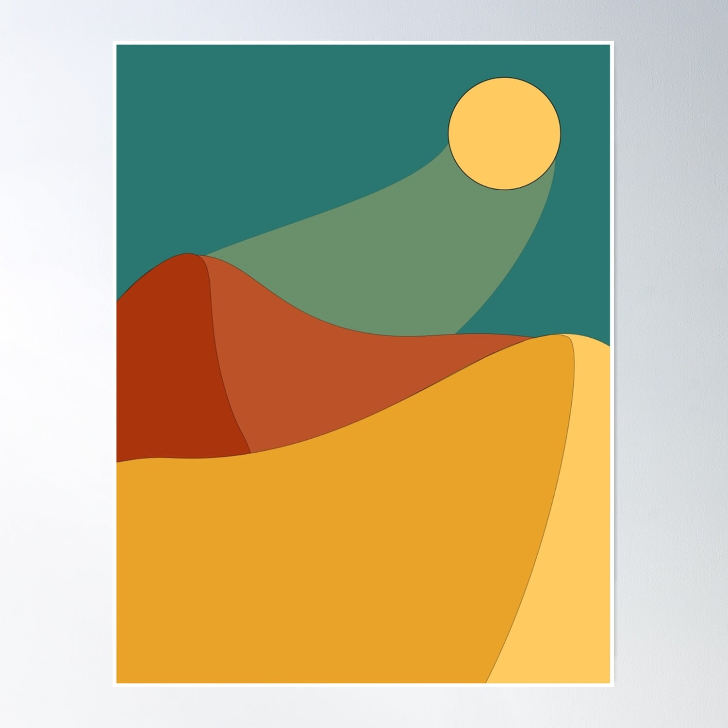Sun On Desert Sand Dunes Poster Wall Art, Modern Wall Decor, 24x36 ...