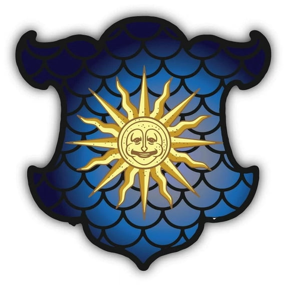 Sun Ornament Shield Retro Heraldic Sticker Phone Decal Water Bottle ...