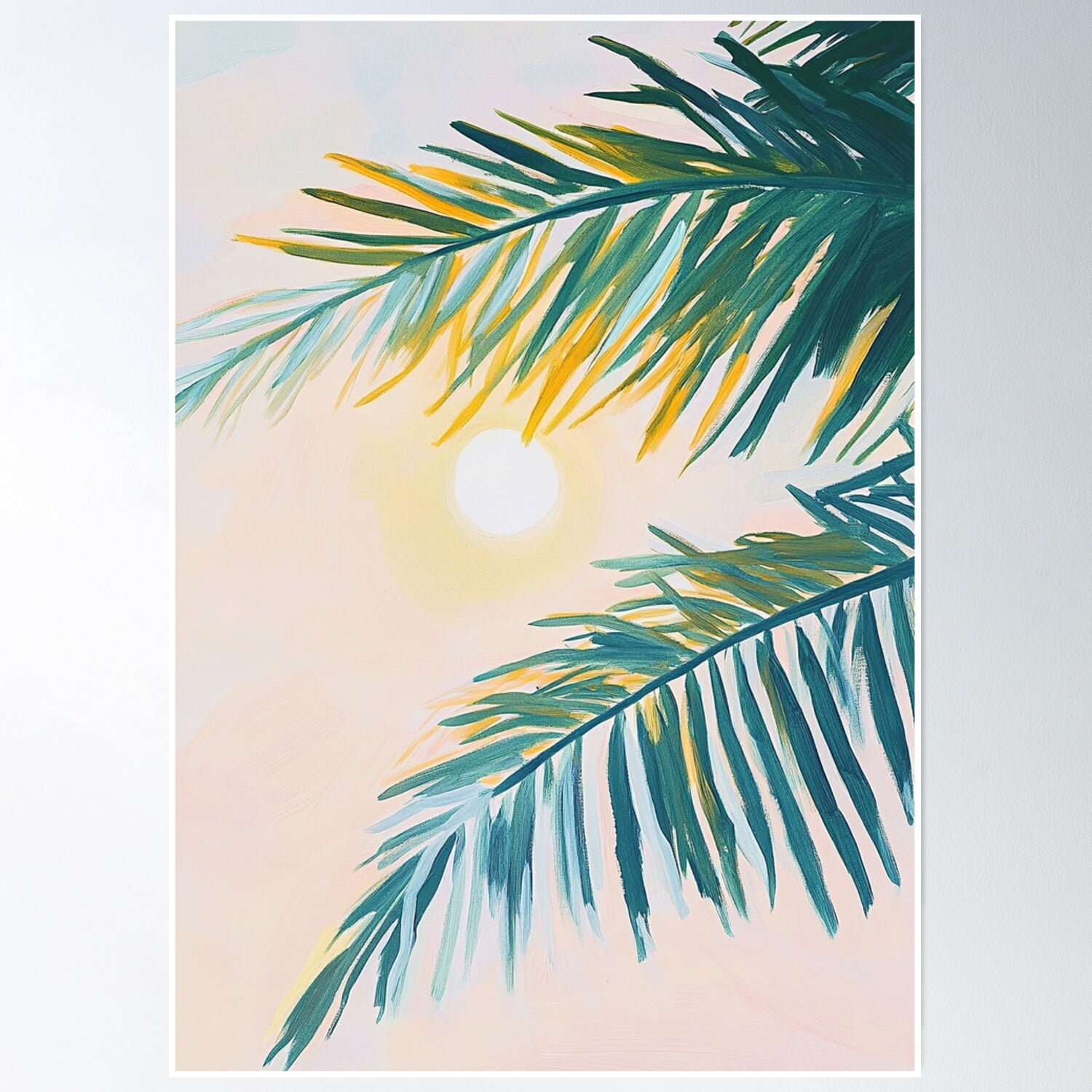 Sun Palm Botanical Summer Dopamine Poster Wall Art, Modern Wall Decor ...