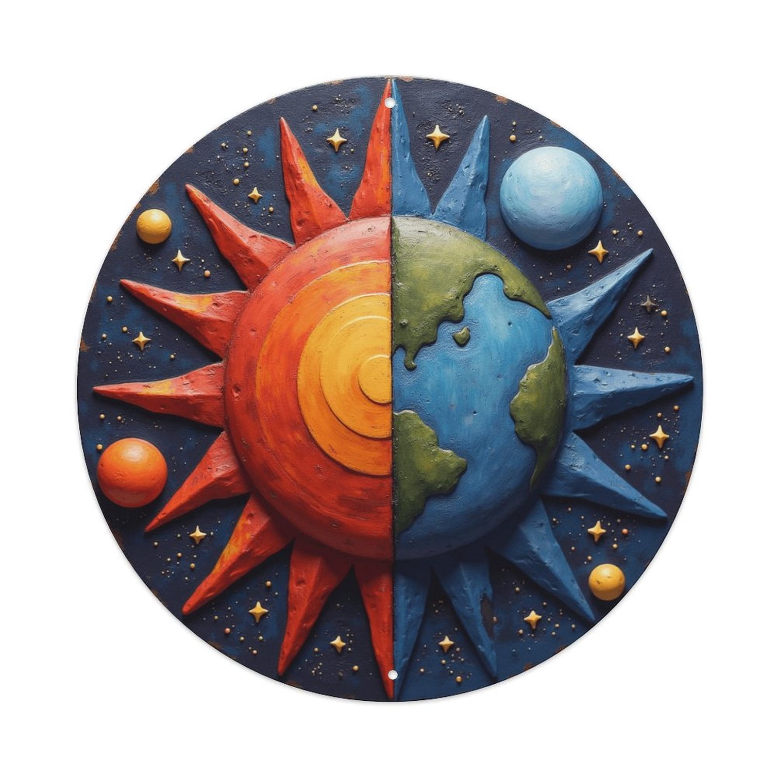 Sun Planet Earth Vintage Round Metal Tin Sign Nostalgic Metal Sign Home ...