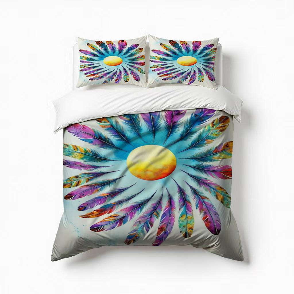 Sun Plumage Art Print Bedding Set 3 Pcs Soft Microfiber Quilt Cover For ...