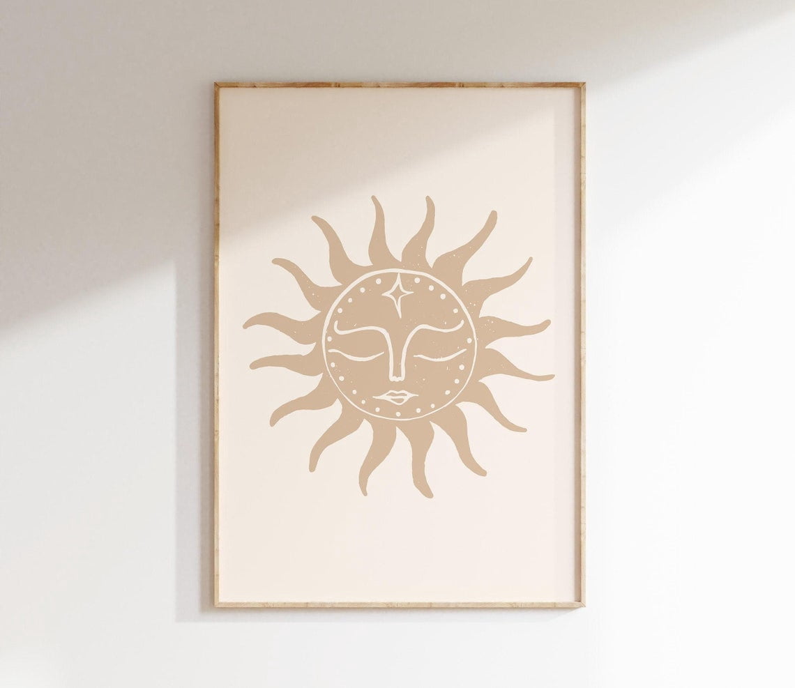 Sun Print Neutral Boho Wall Art Sun Poster Beach Print Surf Print Beach ...