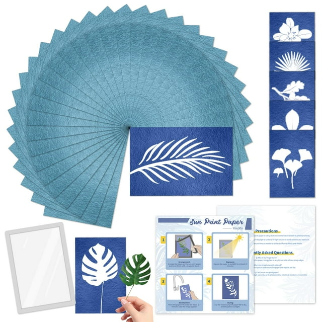 Sun Print Paper, 30 YPF5 Sheets Cyanotype Papers with 1 magnetic panel ...