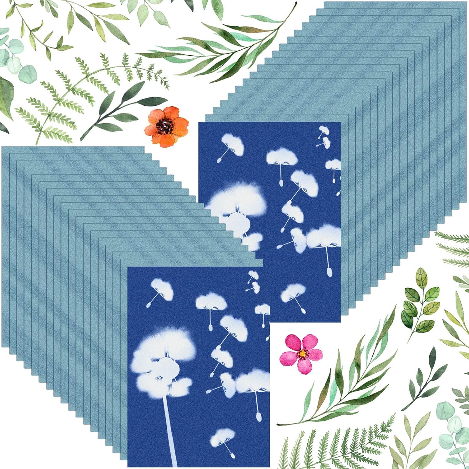 Sun Print Paper Kit, 36 Sheets Cyanotype Papers High Sensitive Nature ...