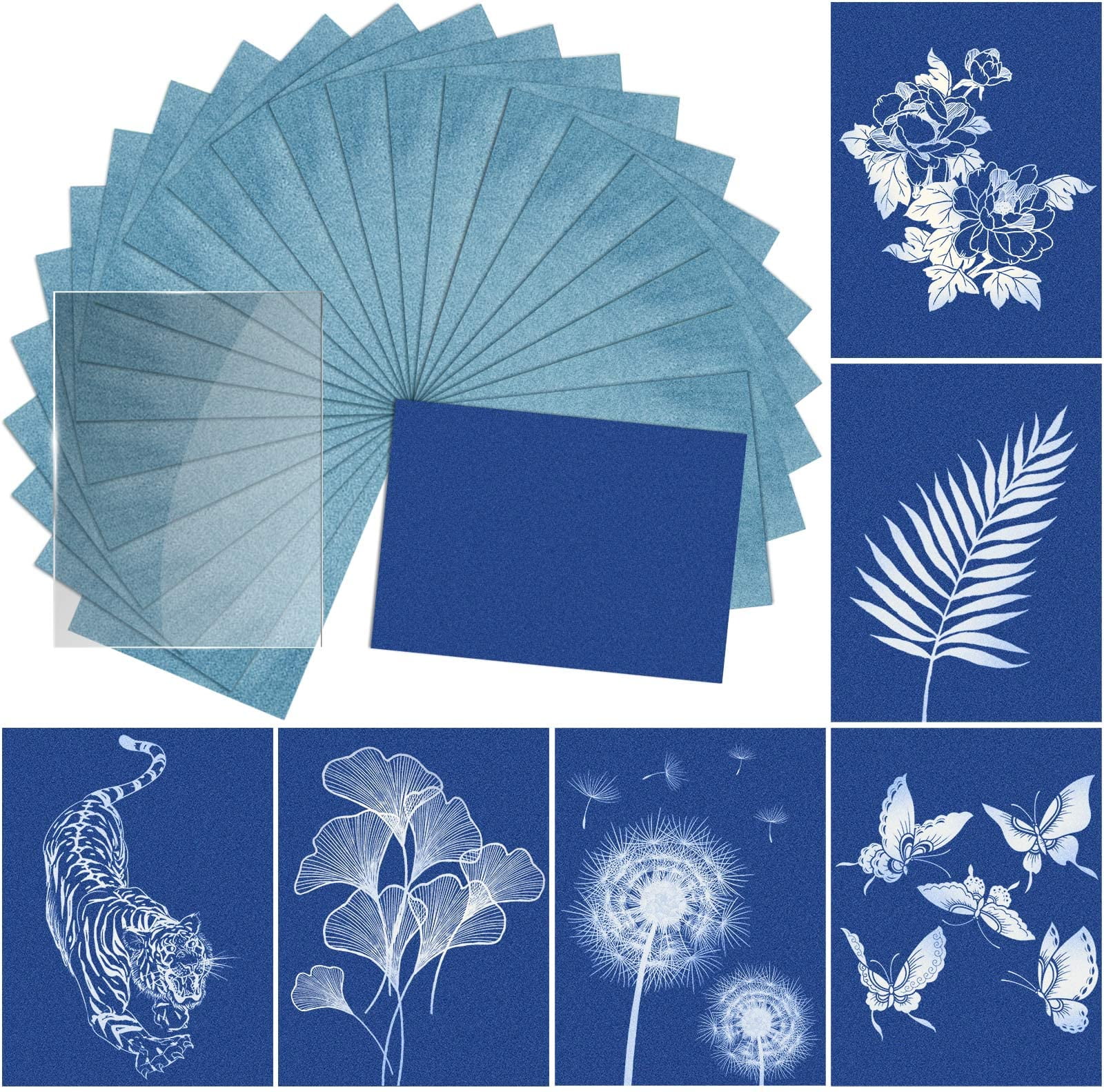 Sun Print Paper Kit BCF26 Cyanotype Paper, 24 Sheets Cyanotype Papers ...