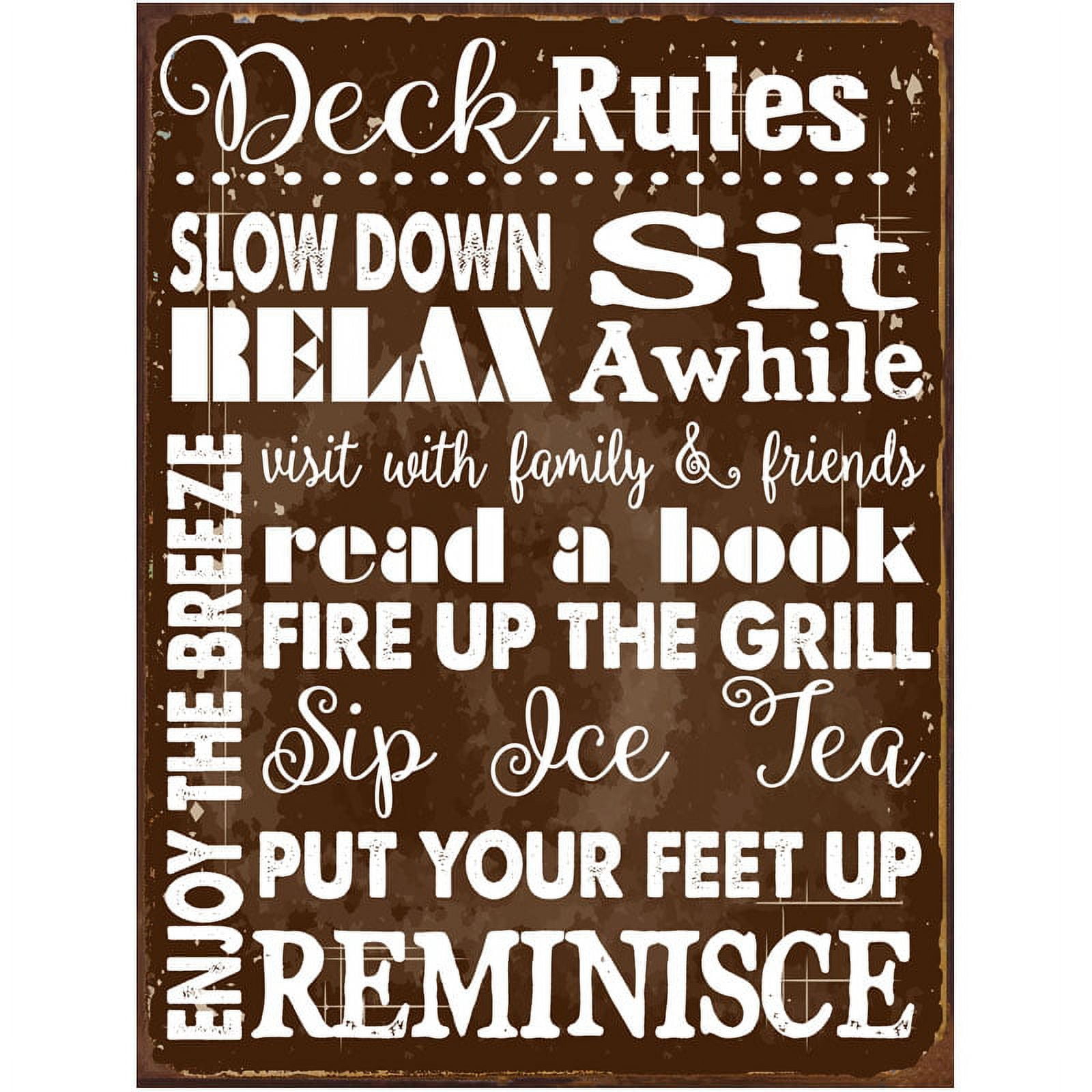 Sun Protected Deck Rules Metal Sign - Walmart.com