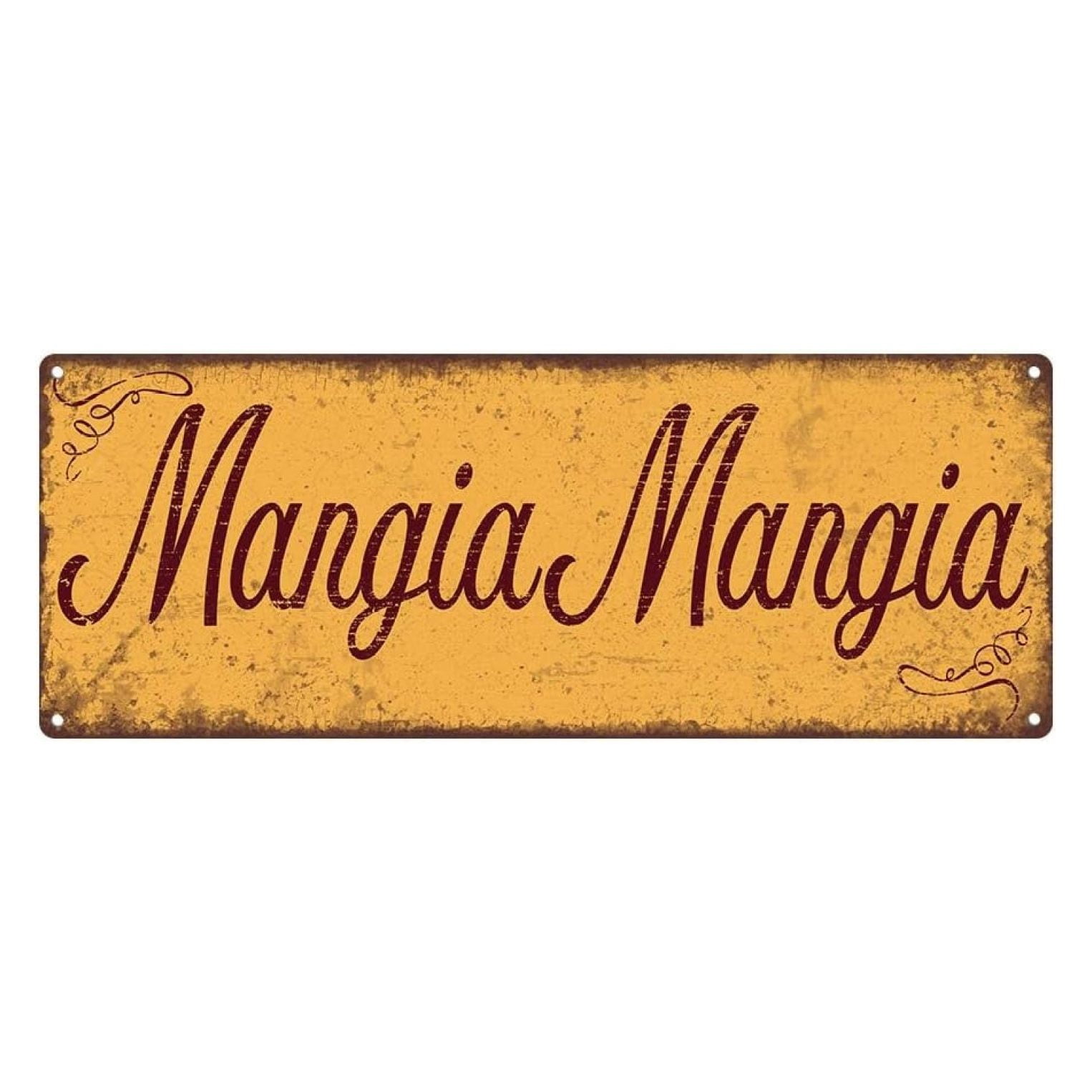Sun Protected Mangia Mangia Metal Sign, Sun Protected 4”x12”, Italian ...