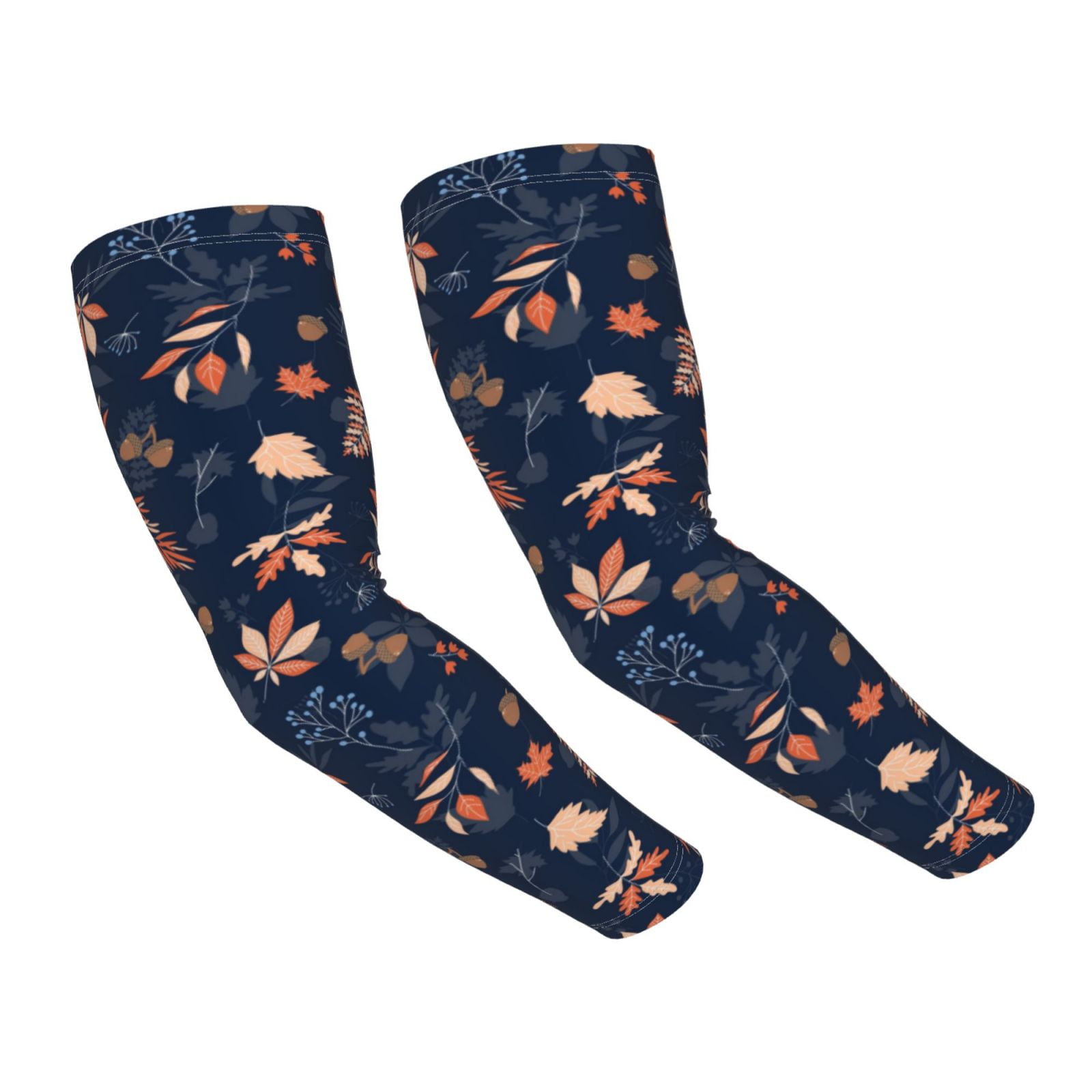 Sun Protection Arm Sleeves For Men Women, Autumn Leaves With Blue ...