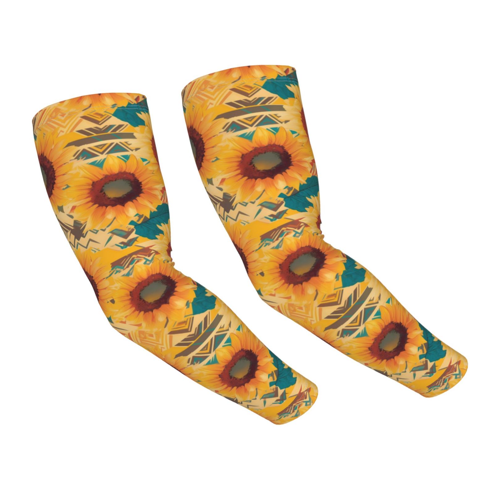 Sun Protection Arm Sleeves For Men Women, Beautiful Bohemian Sunflower ...