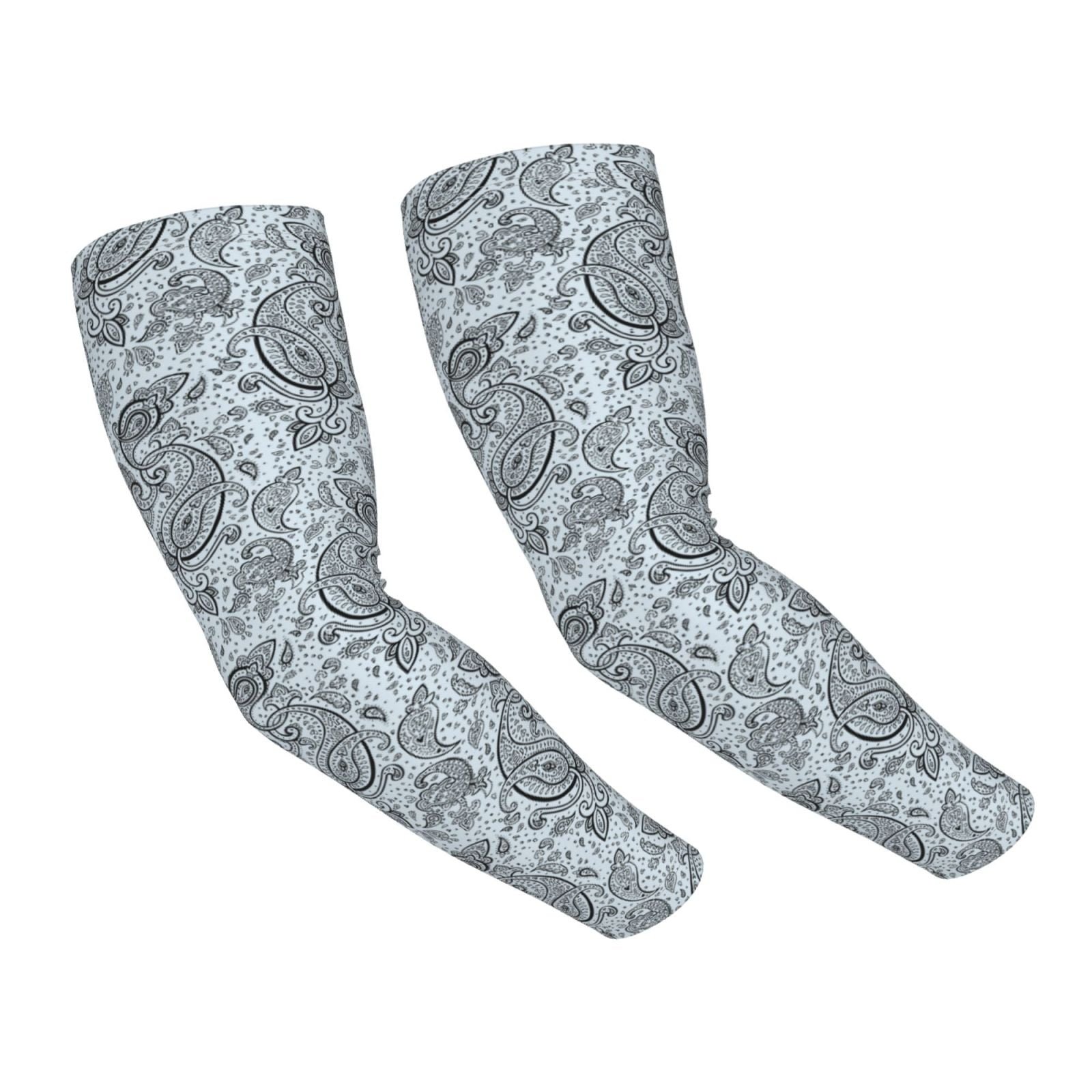 Sun Protection Arm Sleeves For Men Women, Black White Paisley Sleeves ...