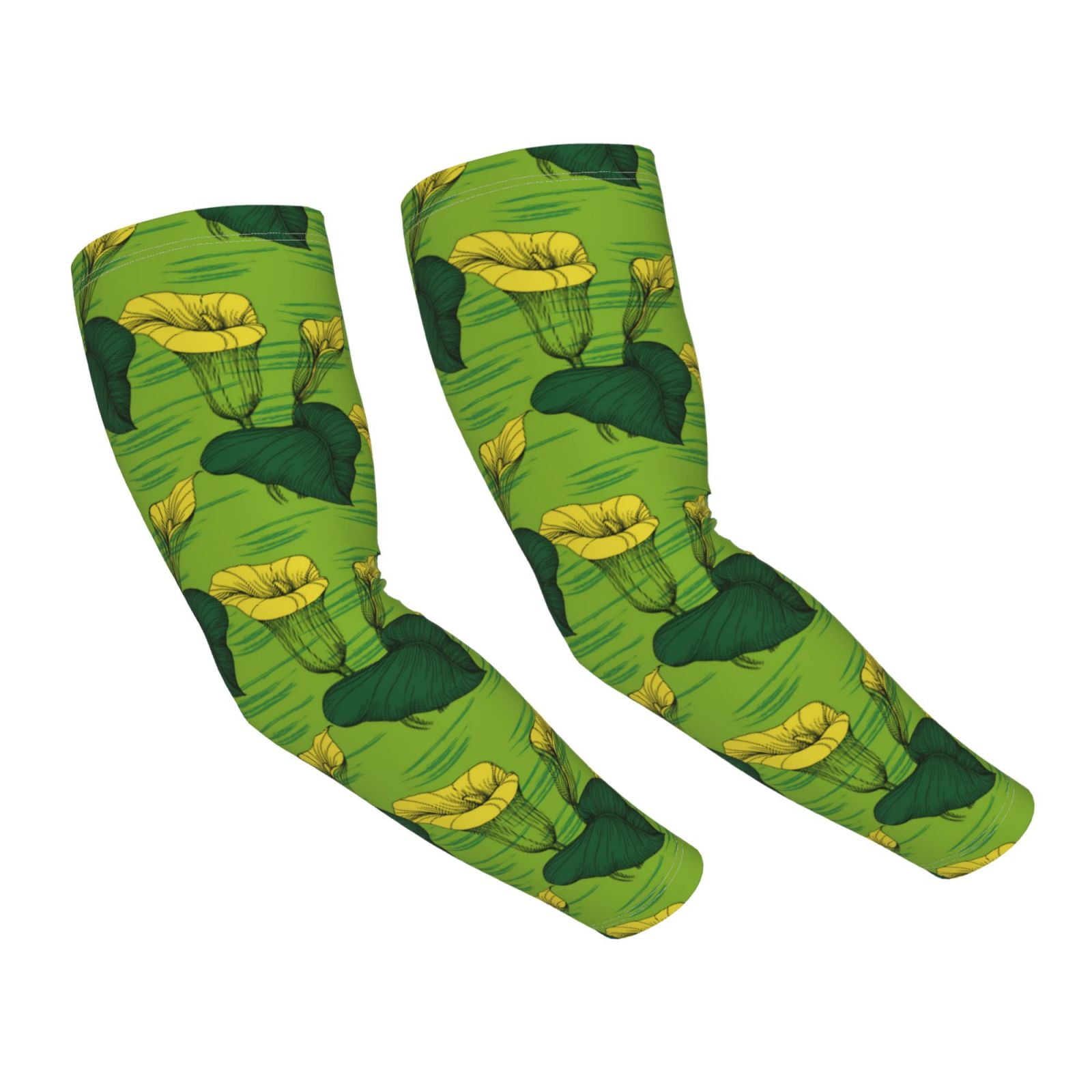 Sun Protection Arm Sleeves For Men Women, Calla Lily Flowers Green ...