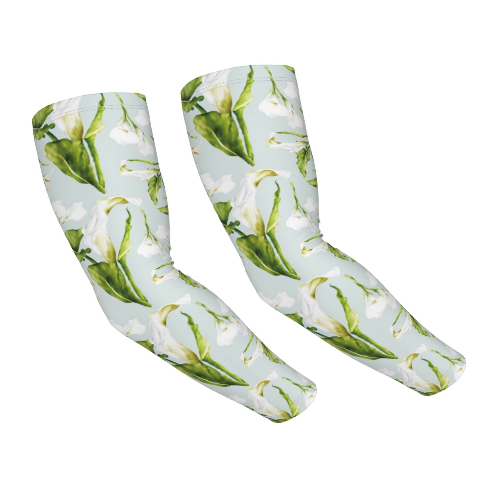 Sun Protection Arm Sleeves For Men Women, Calla Lily Flowers Light Blue ...