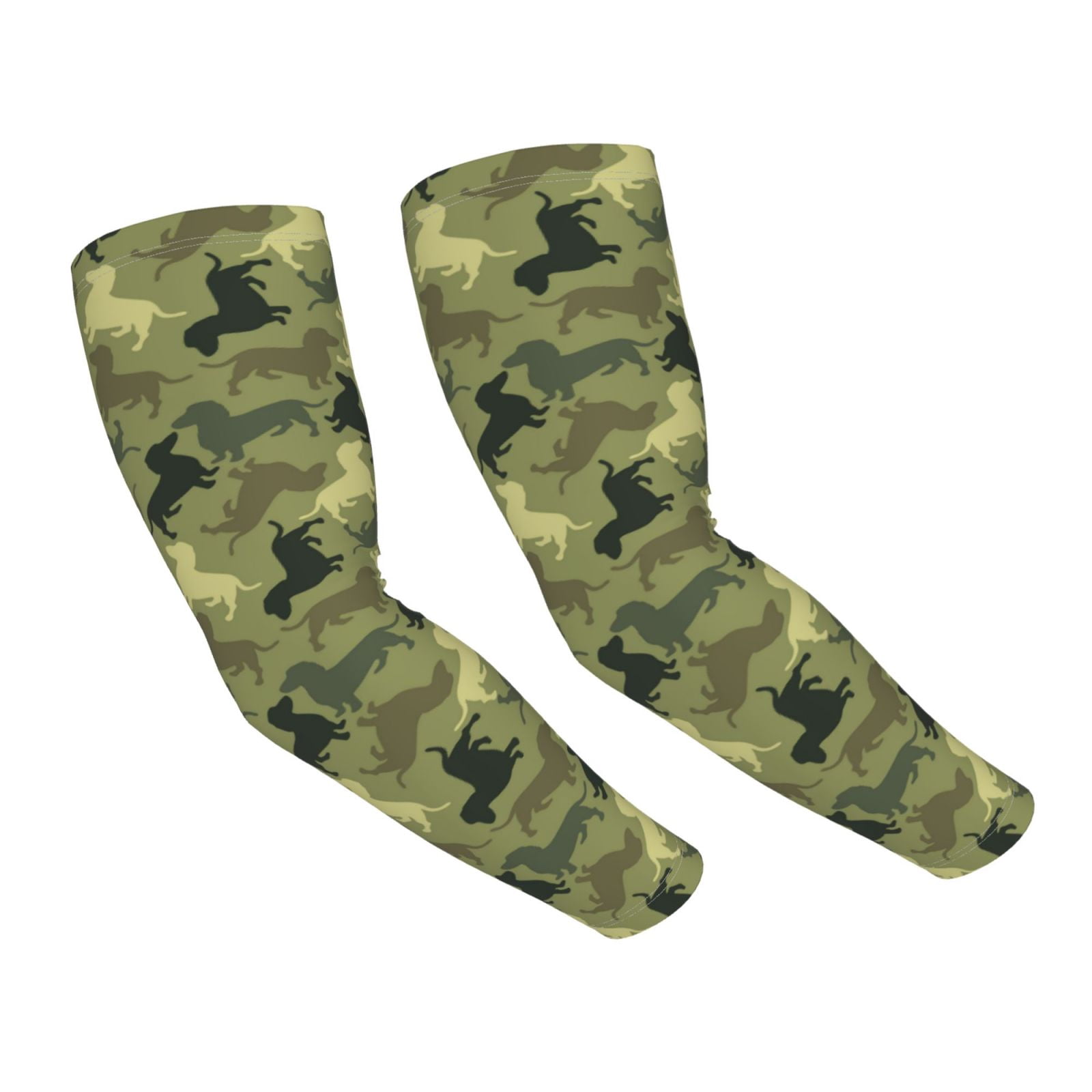 Sun Protection Arm Sleeves For Men Women, Camouflage Dog Print Sleeves ...
