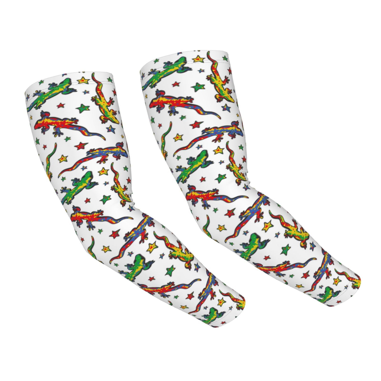 Sun Protection Arm Sleeves For Men Women, Colorful Cute Lizard Gecko ...