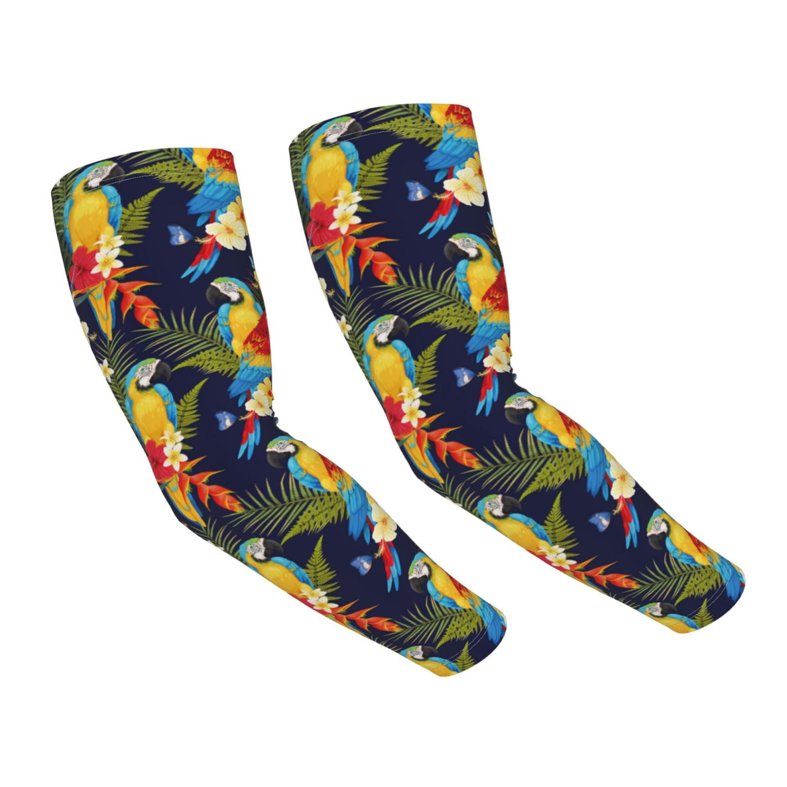 Sun Protection Arm Sleeves For Men Women, Colorful Macaw Parrot Plant ...