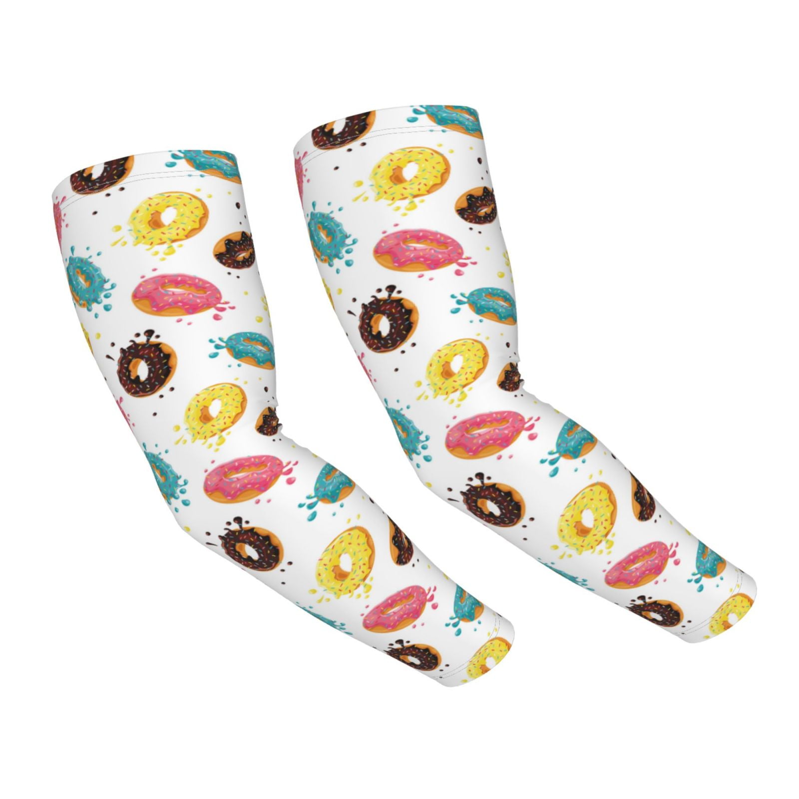 Sun Protection Arm Sleeves For Men Women, Colourful Donut Print White ...