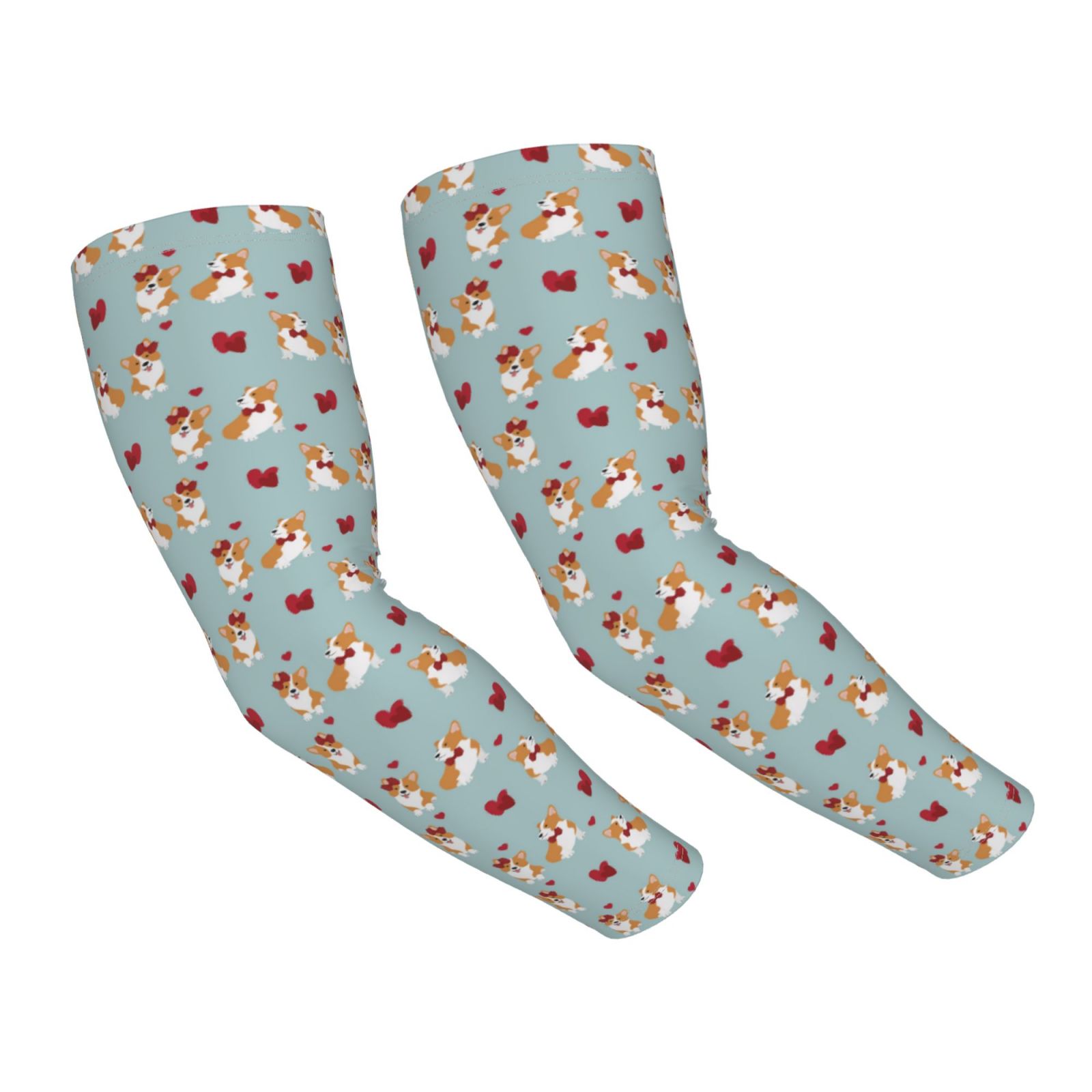 Sun Protection Arm Sleeves For Men Women, Cute Bow Tie Corgi Dog Love ...