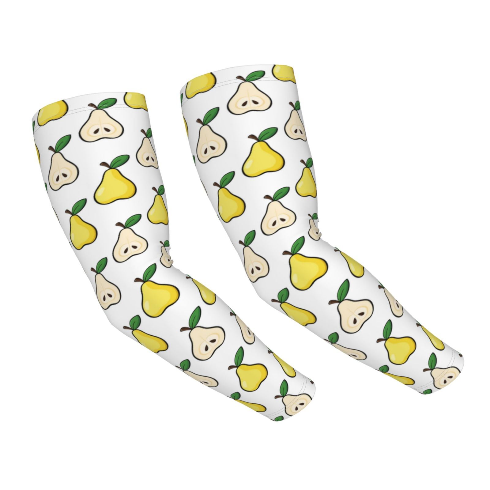 Sun Protection Arm Sleeves For Men Women, Cute Yellow Pear Green Leaves ...