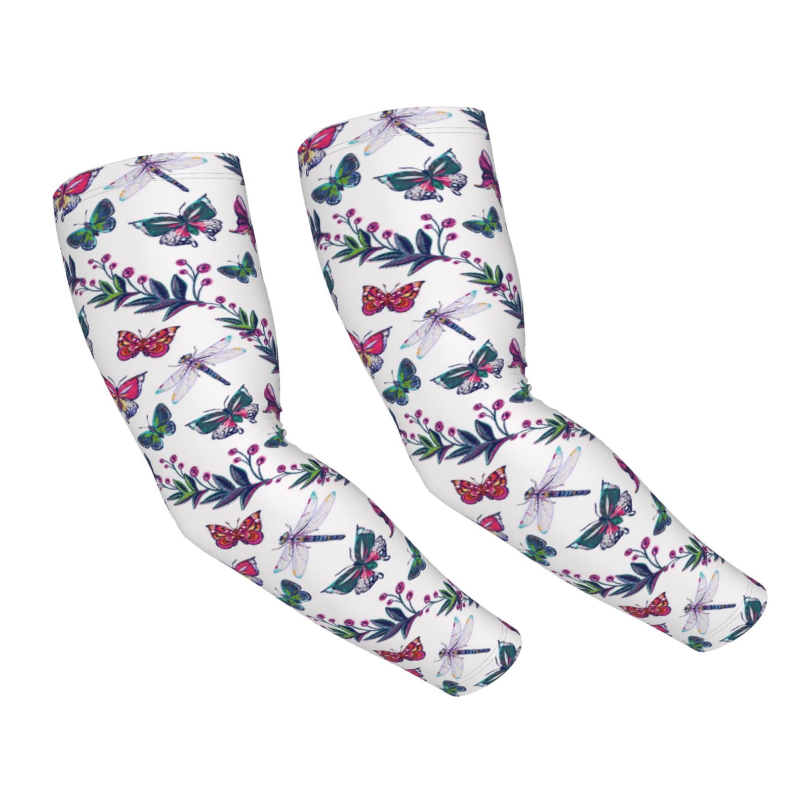 Sun Protection Arm Sleeves For Men Women, Dragonfly Plant Butterfly ...
