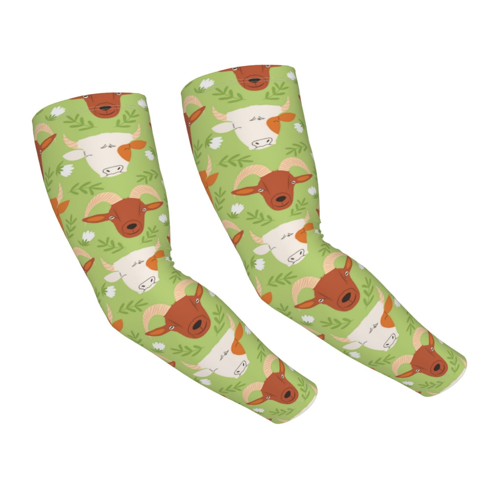 Sun Protection Arm Sleeves For Men Women, Funny Cute Goat Head Cow Head ...