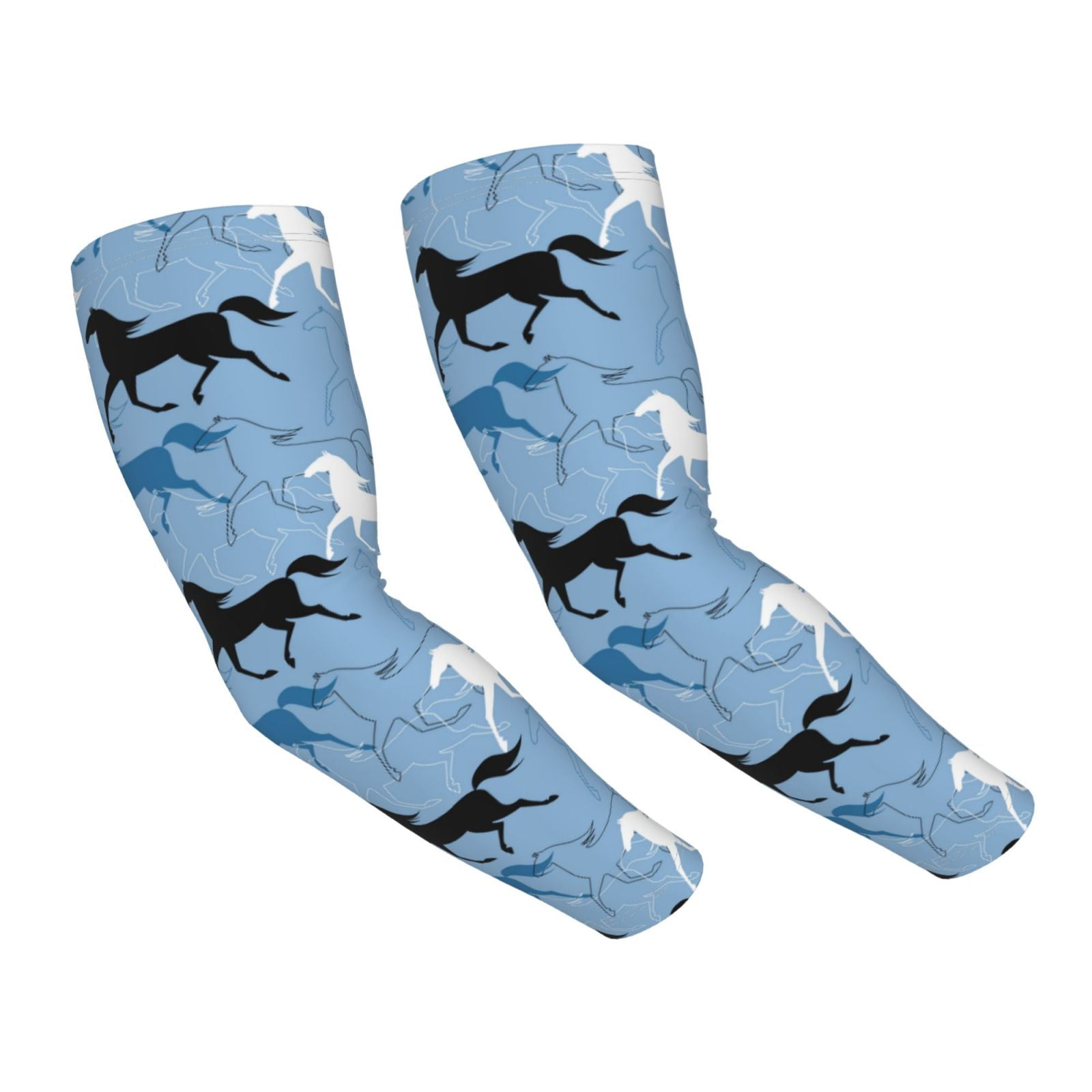 Sun Protection Arm Sleeves For Men Women, Minimalist Line Horse Black ...