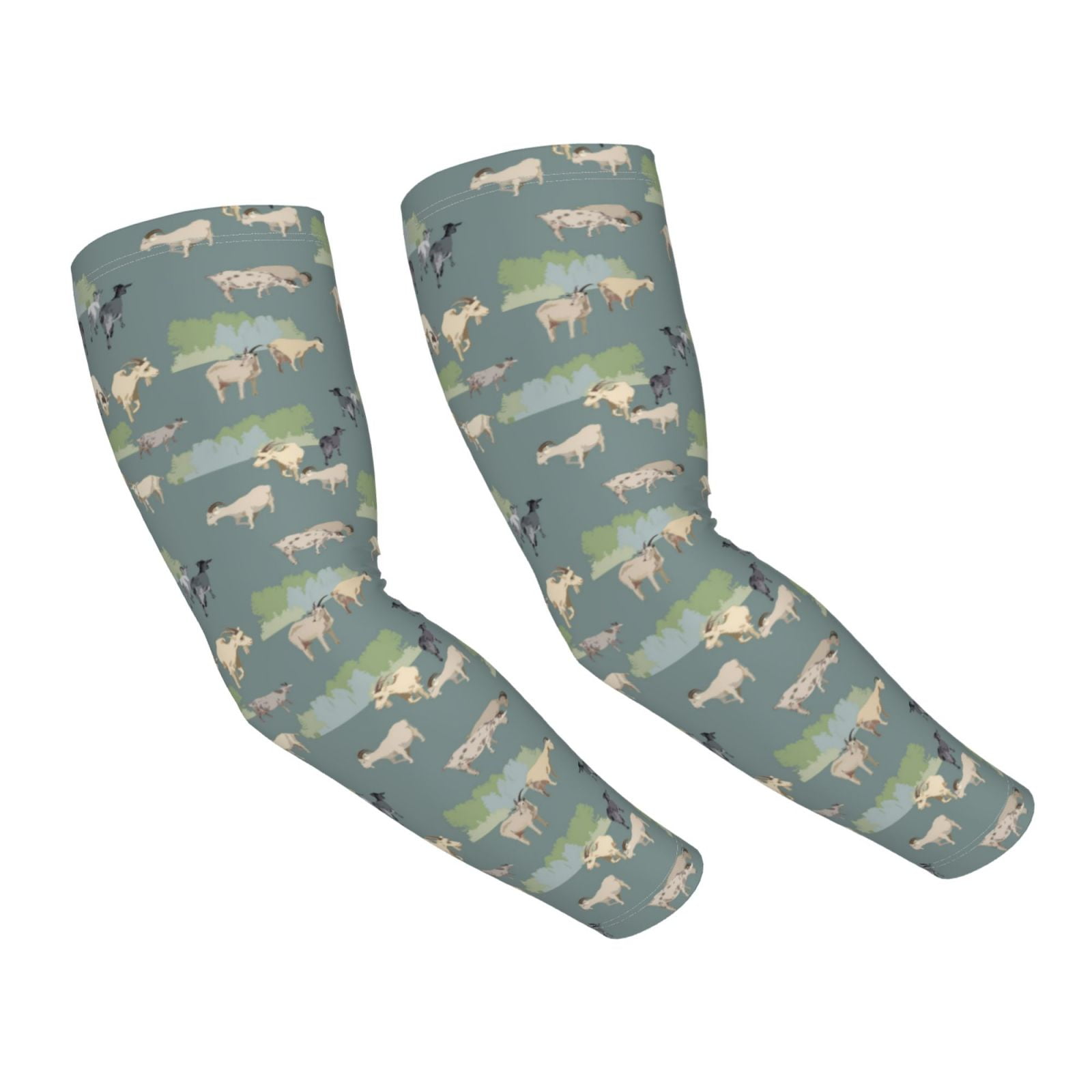 Sun Protection Arm Sleeves For Men Women, Painted Cute Goat Green ...
