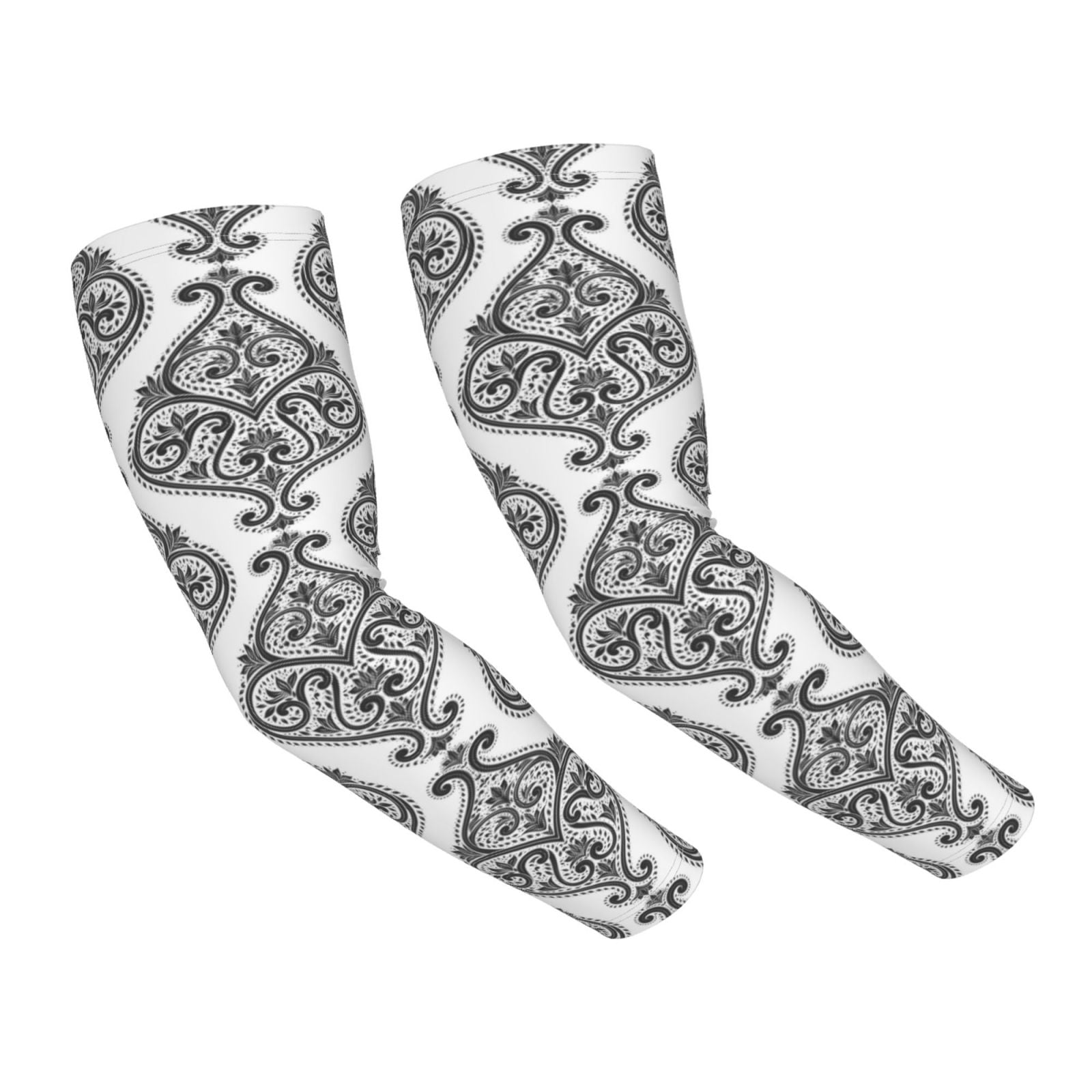 Sun Protection Arm Sleeves For Men Women, Paisley Pattern Black White ...