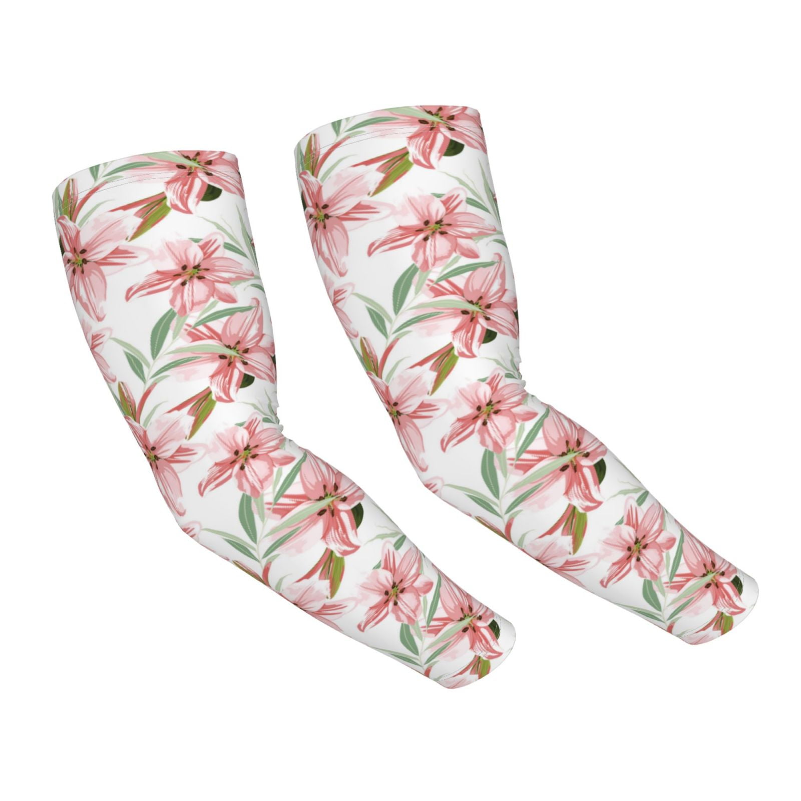 Sun Protection Arm Sleeves For Men Women, Pink Lilies Flowers Sleeves ...