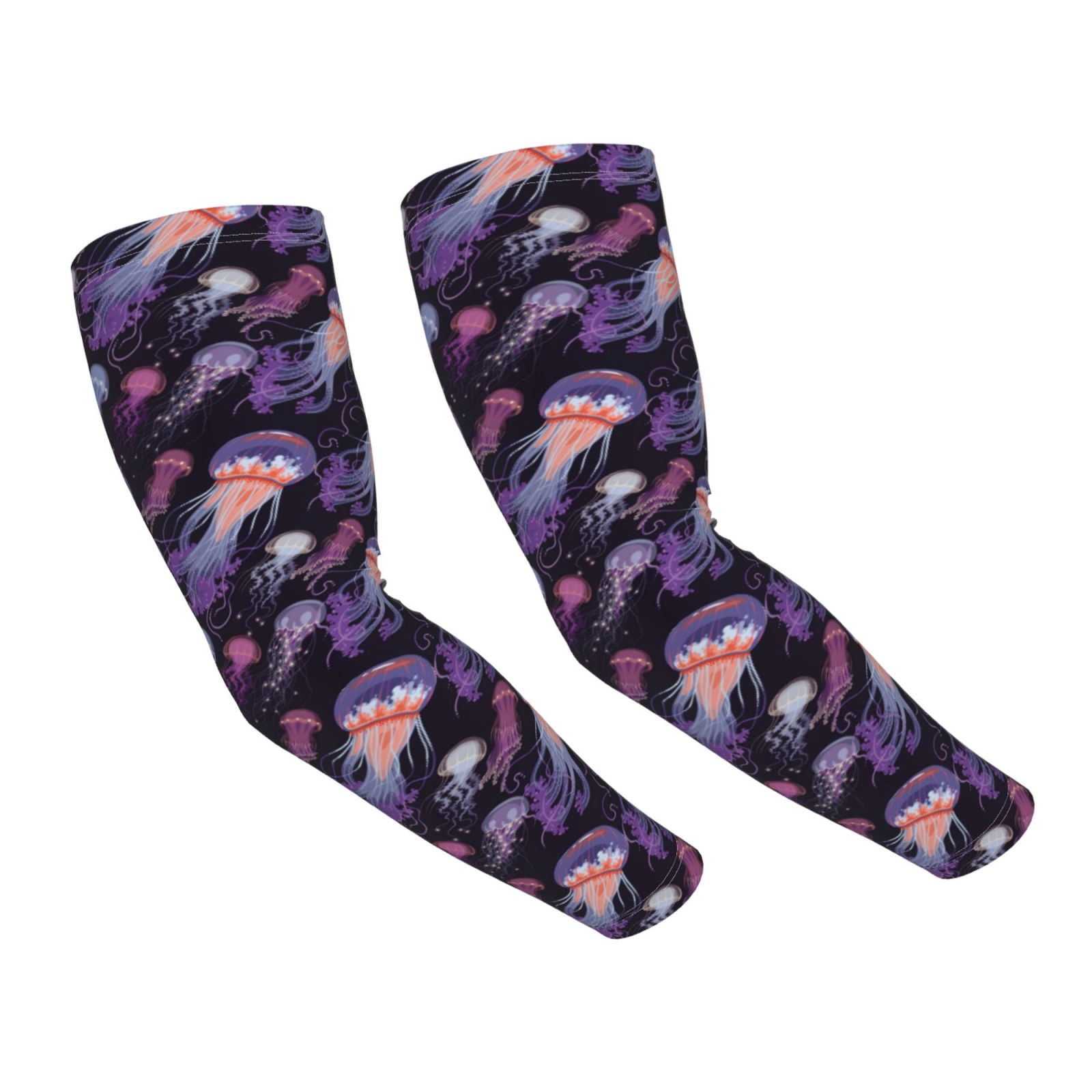 Sun Protection Arm Sleeves For Men Women, Purple Blue Jellyfish Print ...