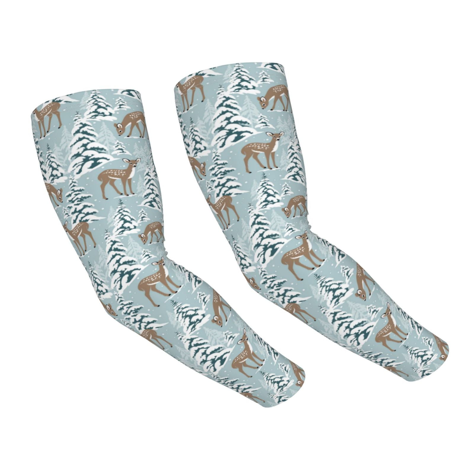Sun Protection Arm Sleeves For Men Women, Snow Scene Cute Deer Tree ...