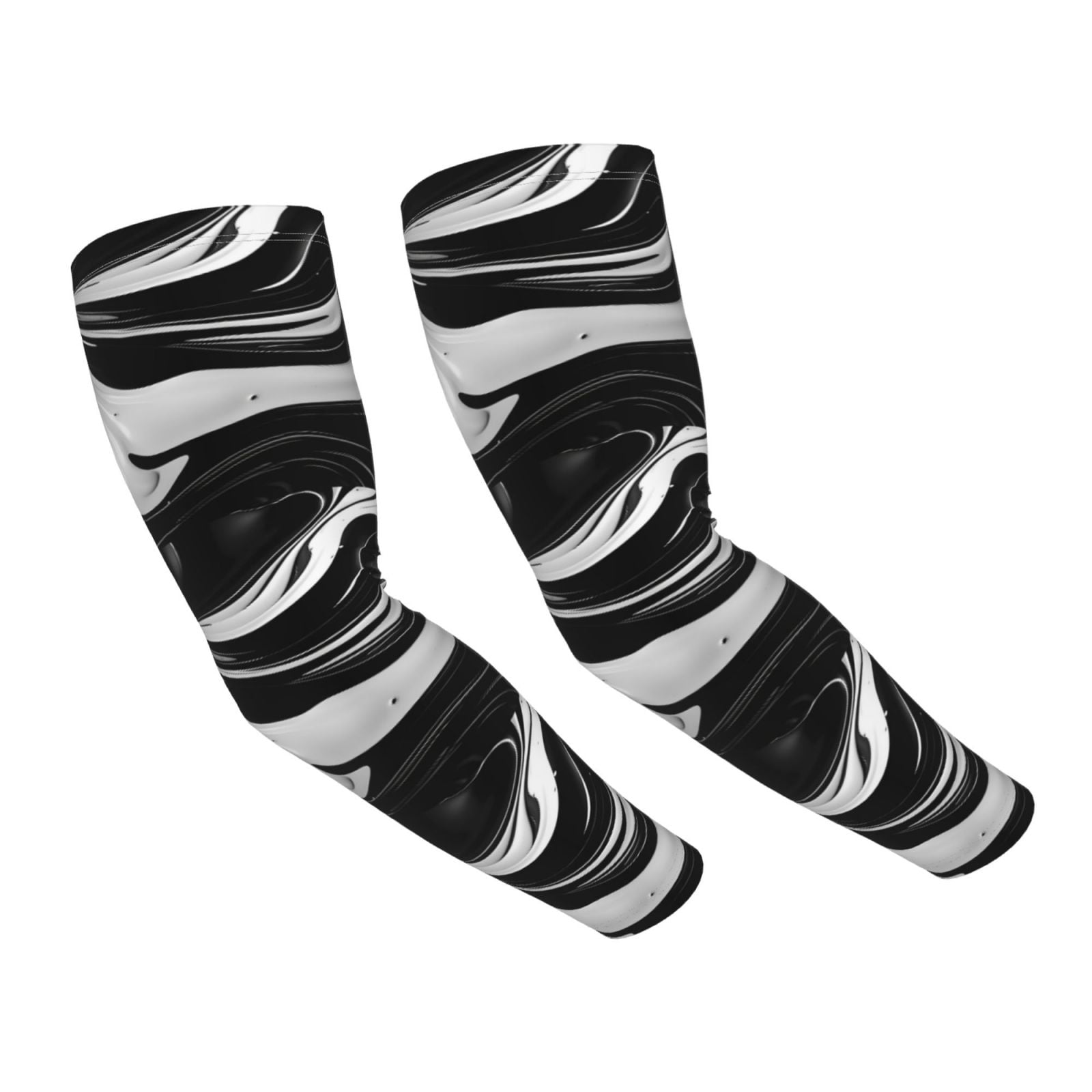 Sun Protection Arm Sleeves for Men Women, Abstract Black White Swirls ...