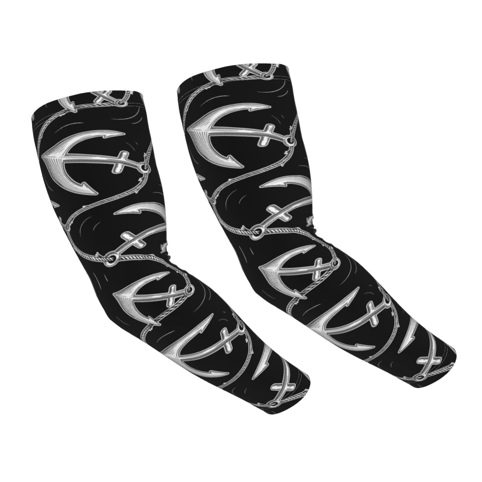 Sun Protection Arm Sleeves for Men Women, Black White Anchor cool ...