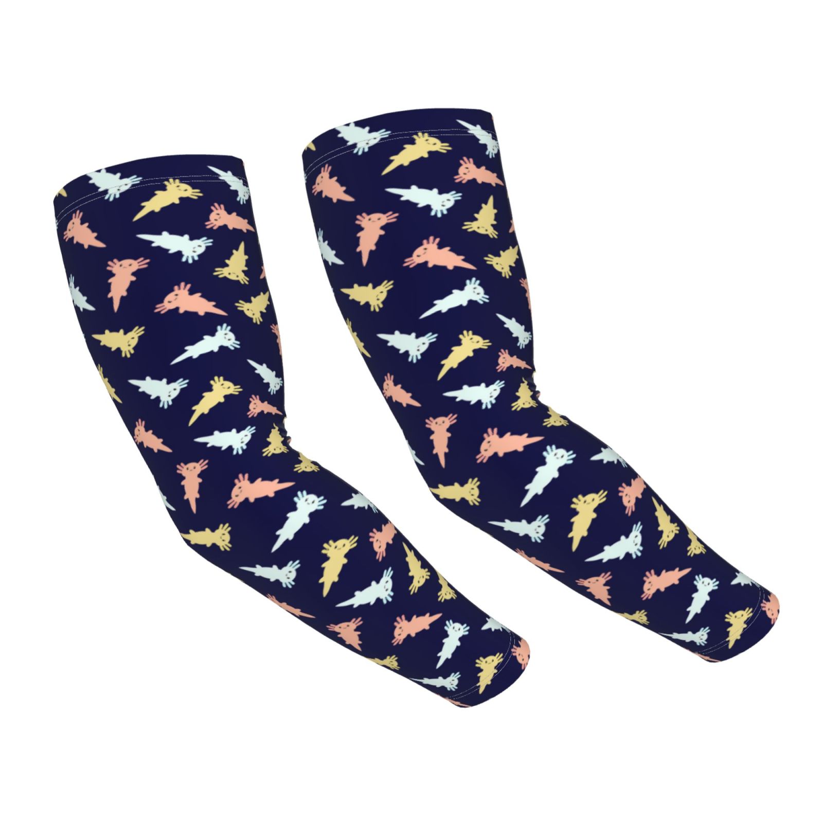 Sun Protection Arm Sleeves for Men Women, Cute cartoon axolotl navyblue ...