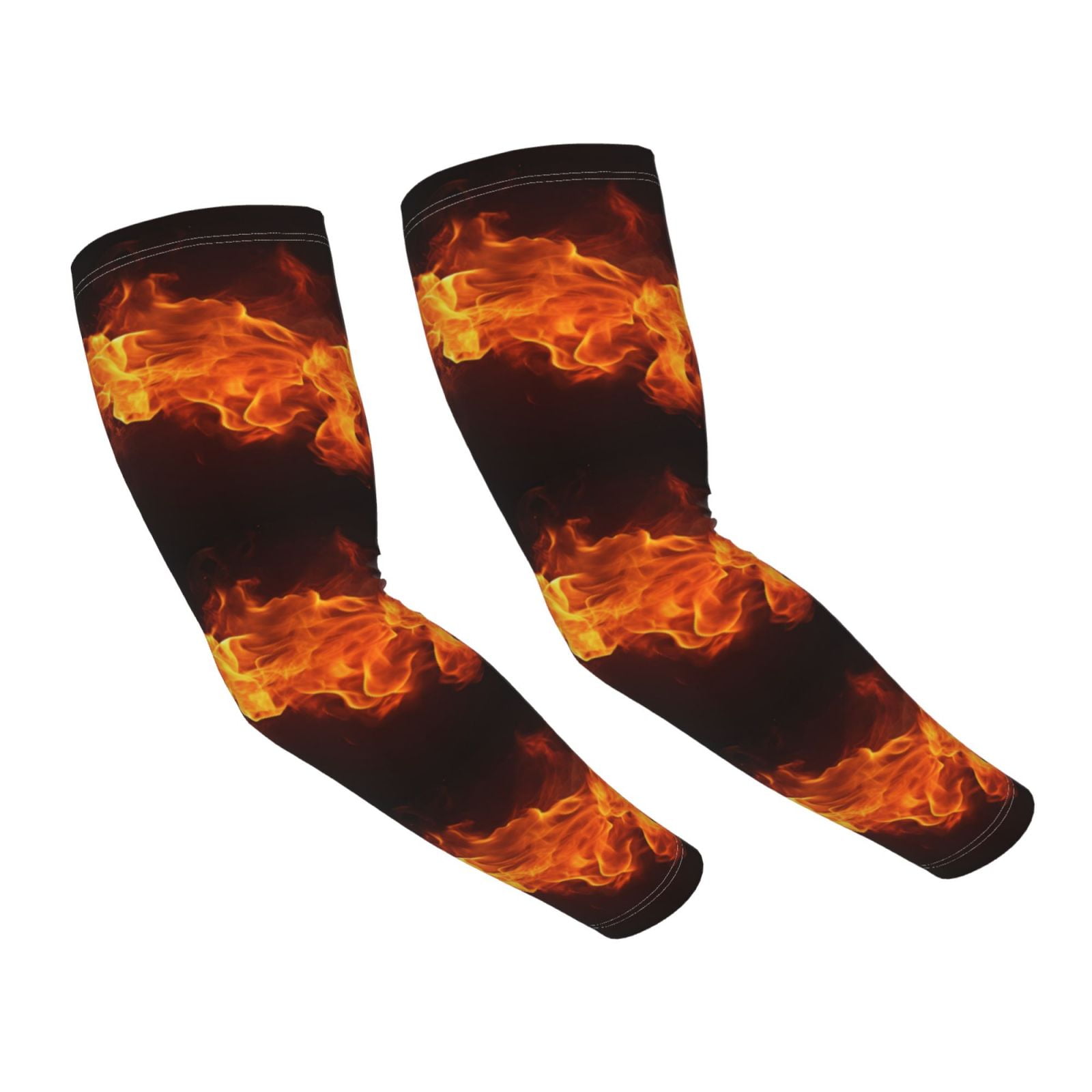 Sun Protection Arm Sleeves for Men Women, Fiery Orange Flames Energy ...