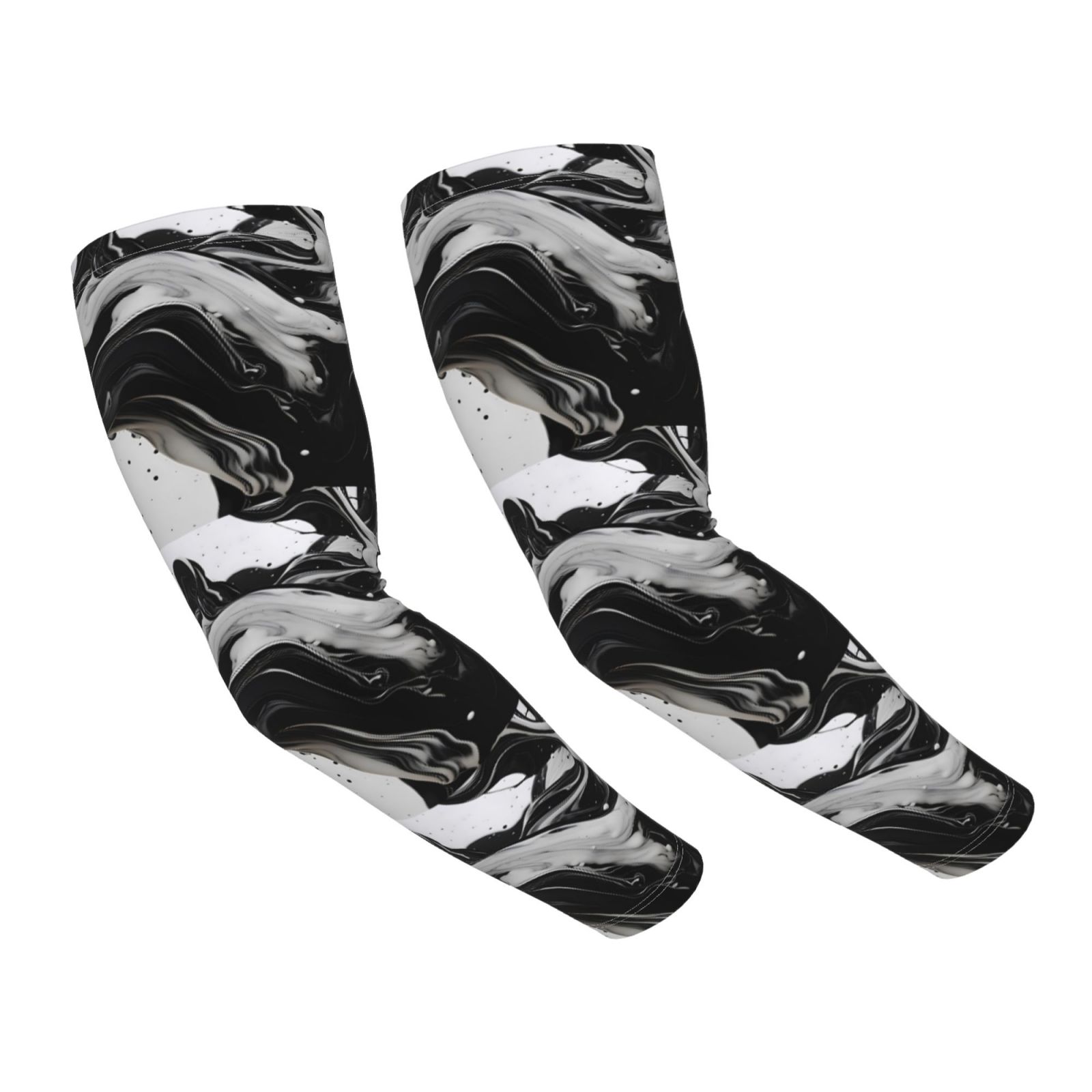 Sun Protection Arm Sleeves for Men Women, Fluid Black White Paint ...